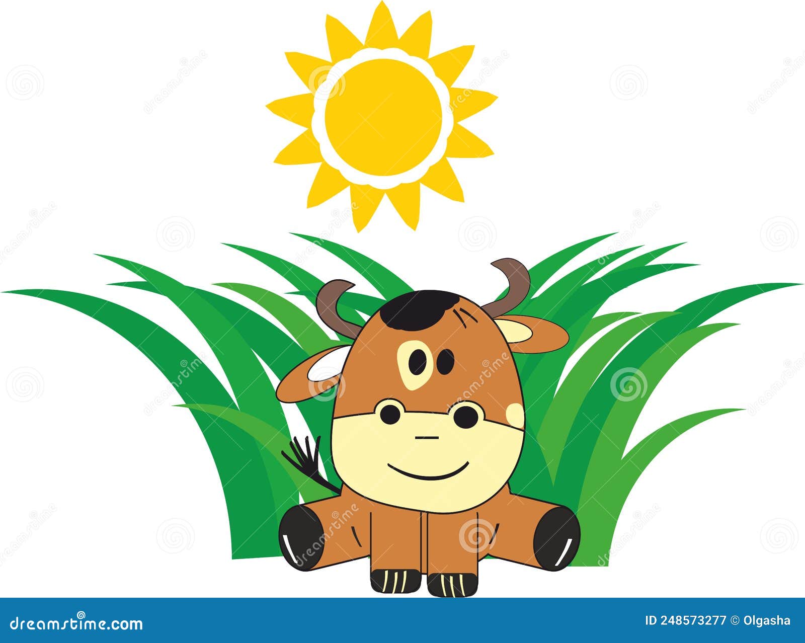 Cute cow cartoon in grass stock vector. Illustration of lesson - 248573277
