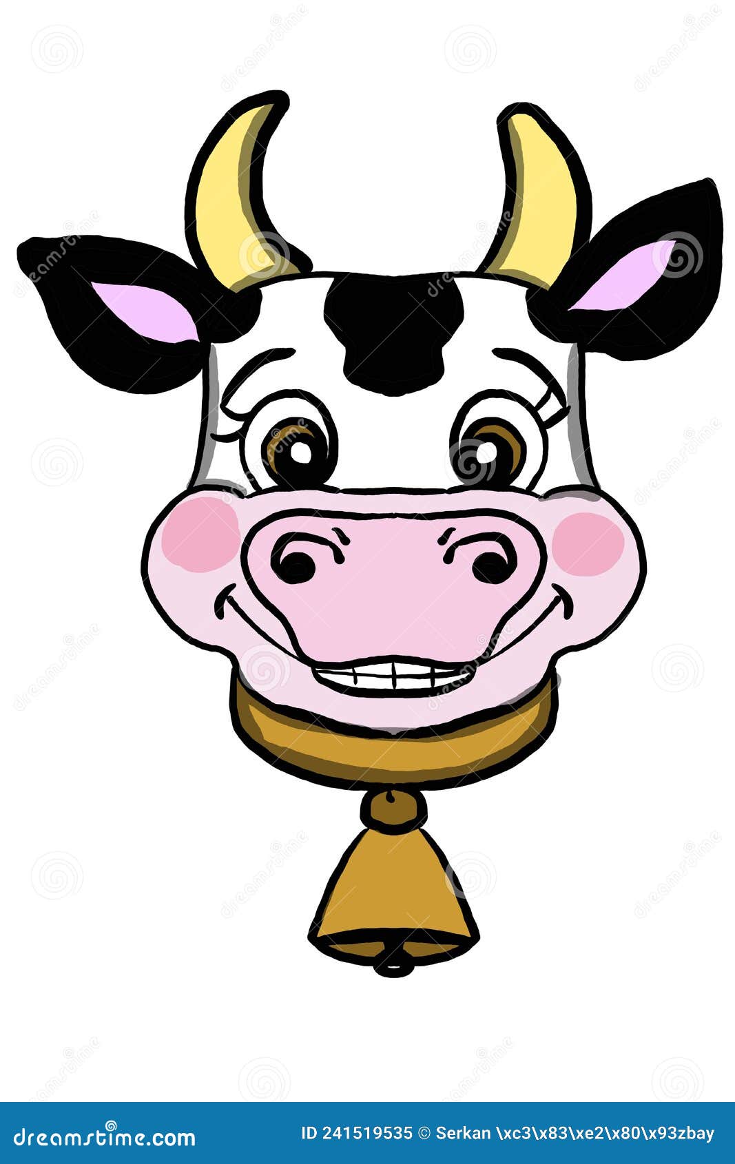 Cute Smiling Cow Seen from the Front Head Stock Illustration ...