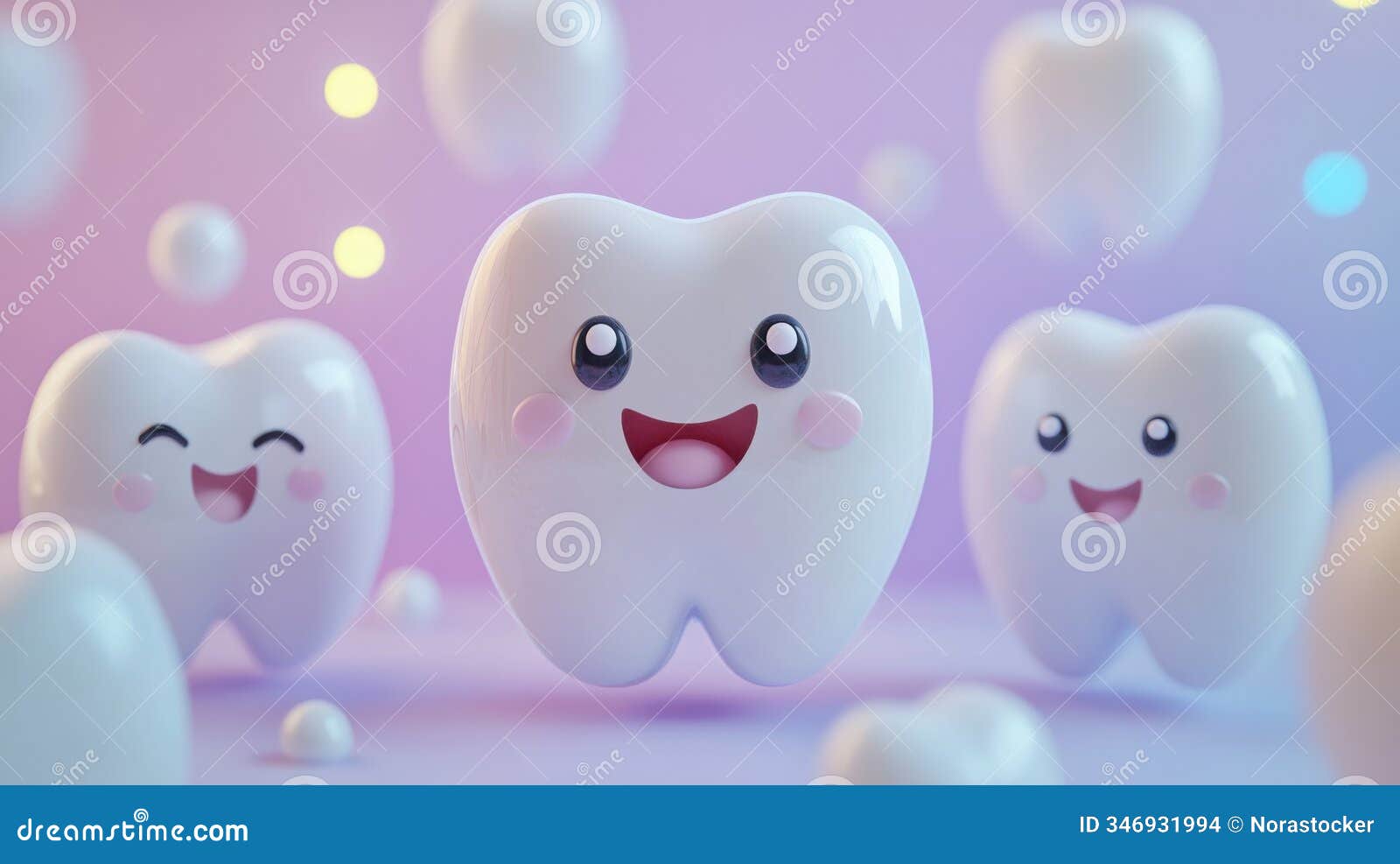 Cute Smiling 3d Tooth Characters Composition Background Picture Stock ...