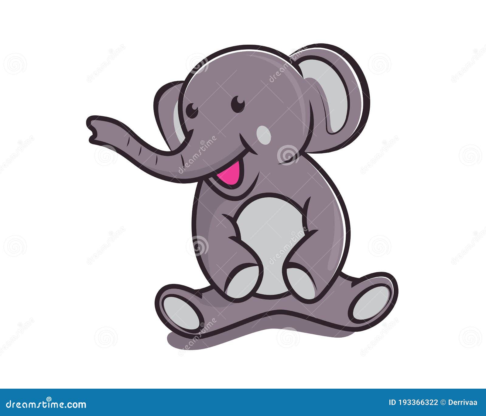 Cute and Smiling Elephant with Sitting Gesture Illustration Stock ...