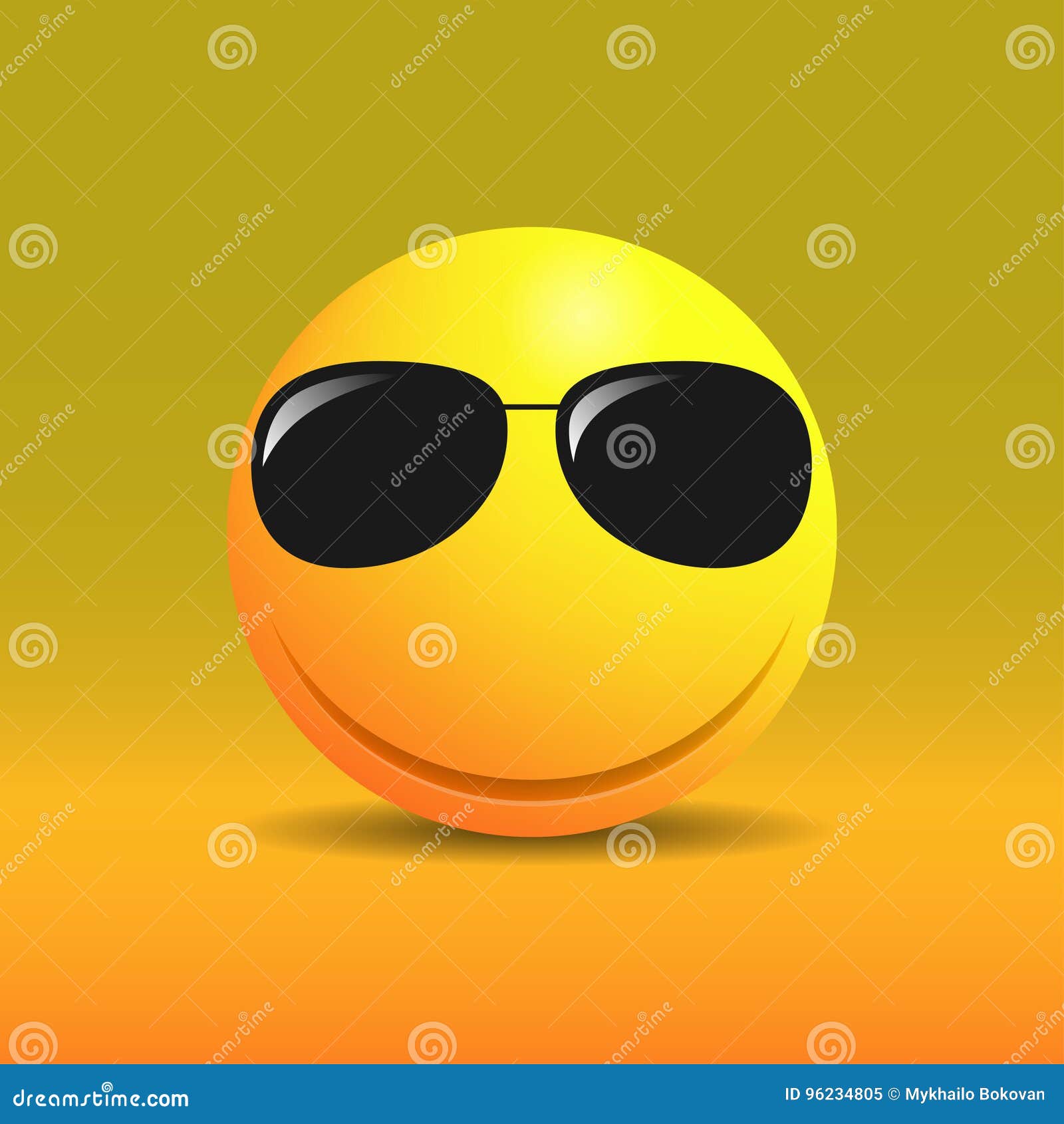 Cute Smiling Emoticon in Sunglasses Stock Vector - Illustration of ...