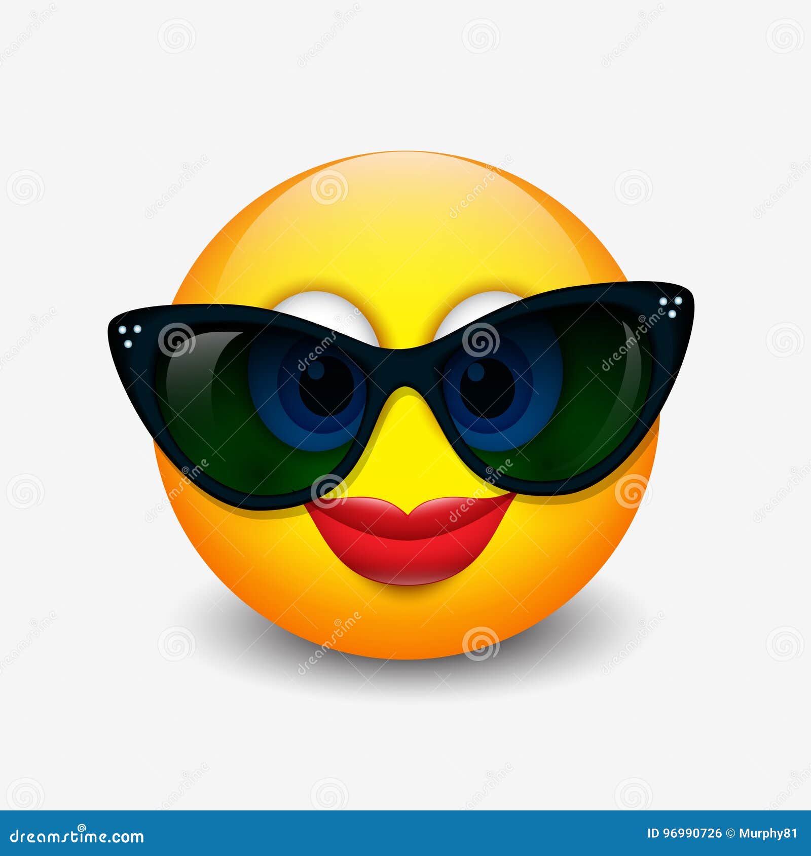 Cute Smiling Emoticon Wearing Black Sunglasses Emoji Smiley Vector Illustration Stock Vector