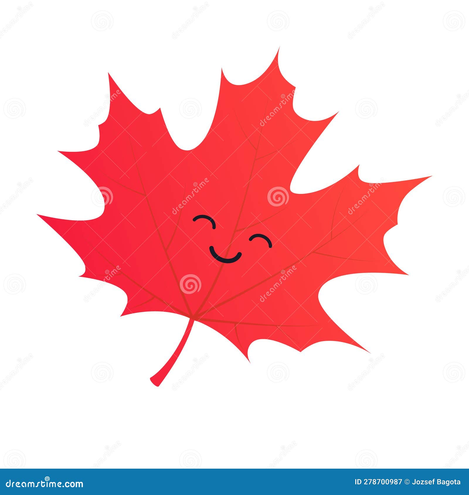 Cute Smiling Face on a Red Autumn Fallen Maple Tree Leaf on White ...