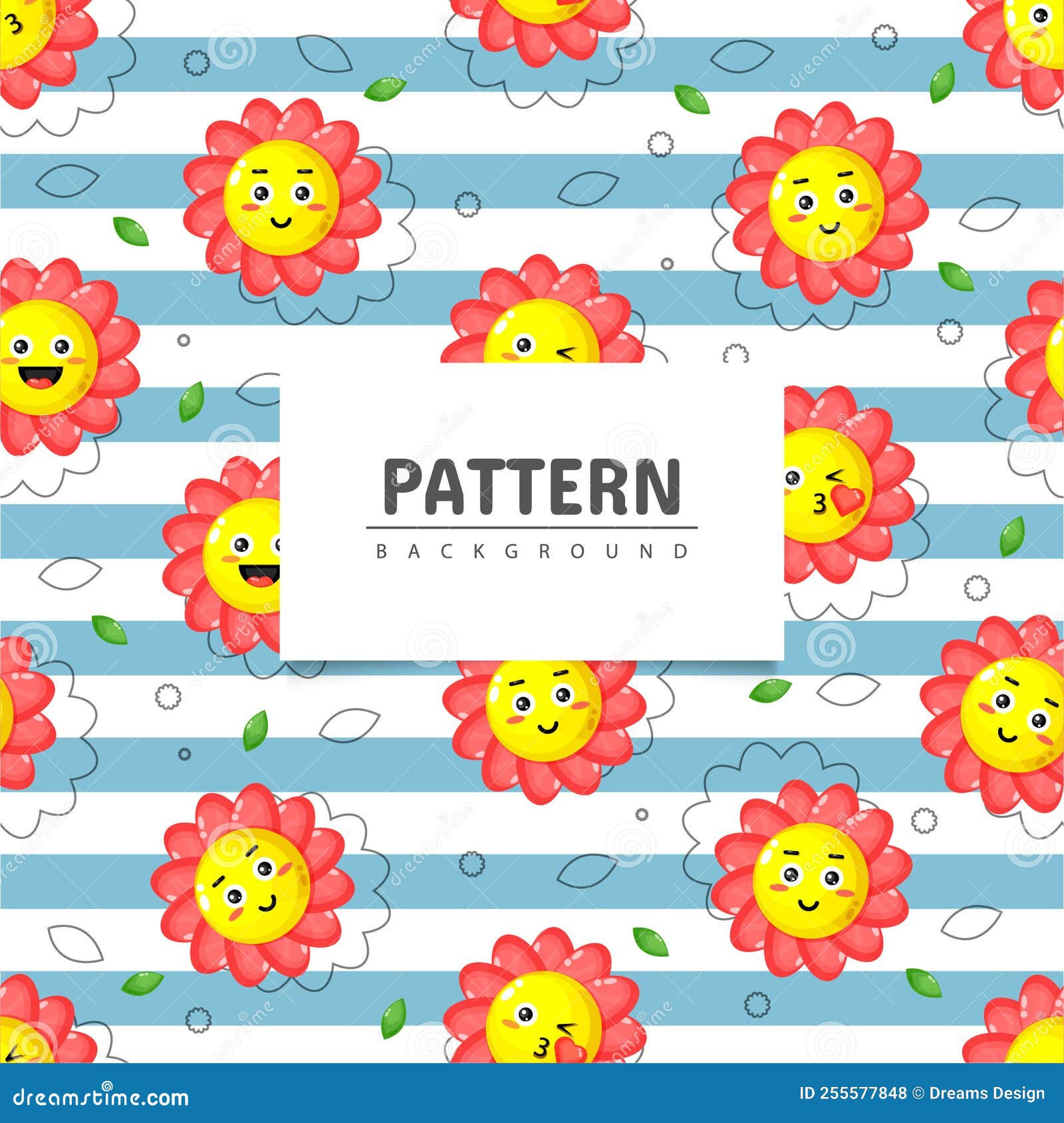 Cute Smiling Flower, Seamless Pattern Design Stock Vector ...