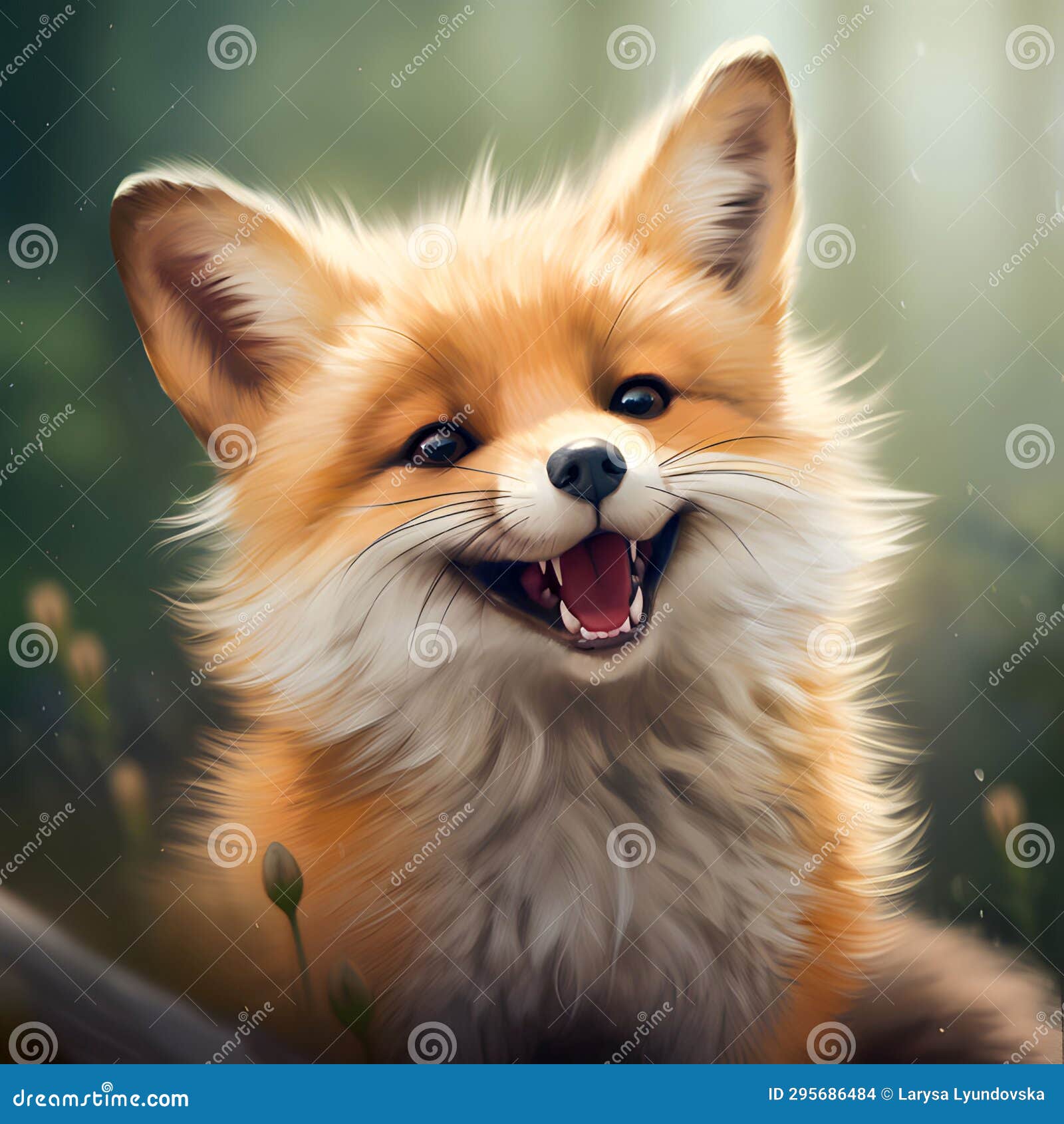 Cute Smiling Fox Close-up. the Concept of Good Mood Stock Photo - Image ...