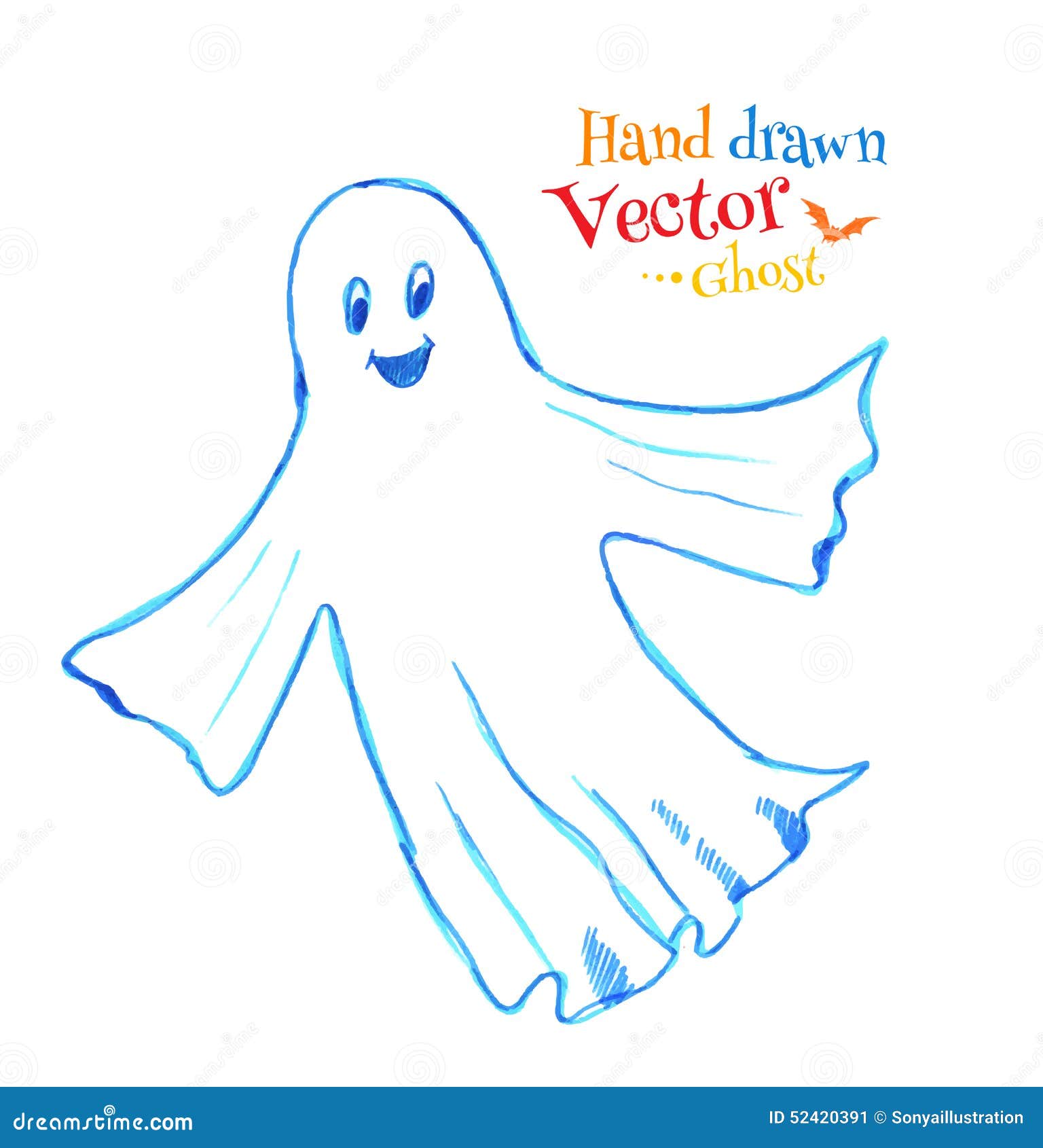 Cute smiling ghost stock vector. Illustration of childish - 52420391