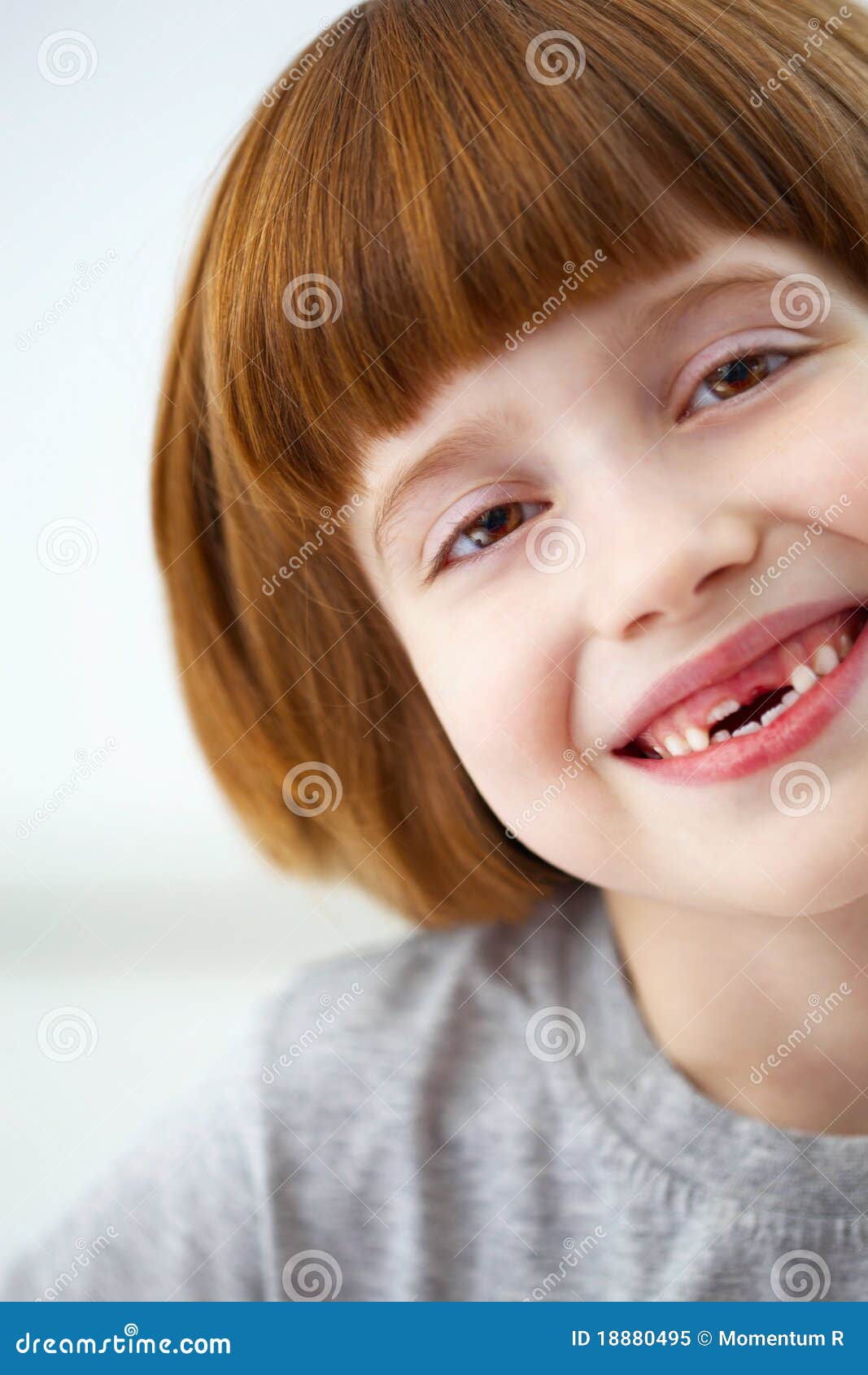 Cute Smiling Girl Missing Front Teeth Stock Image - Image of expression ...