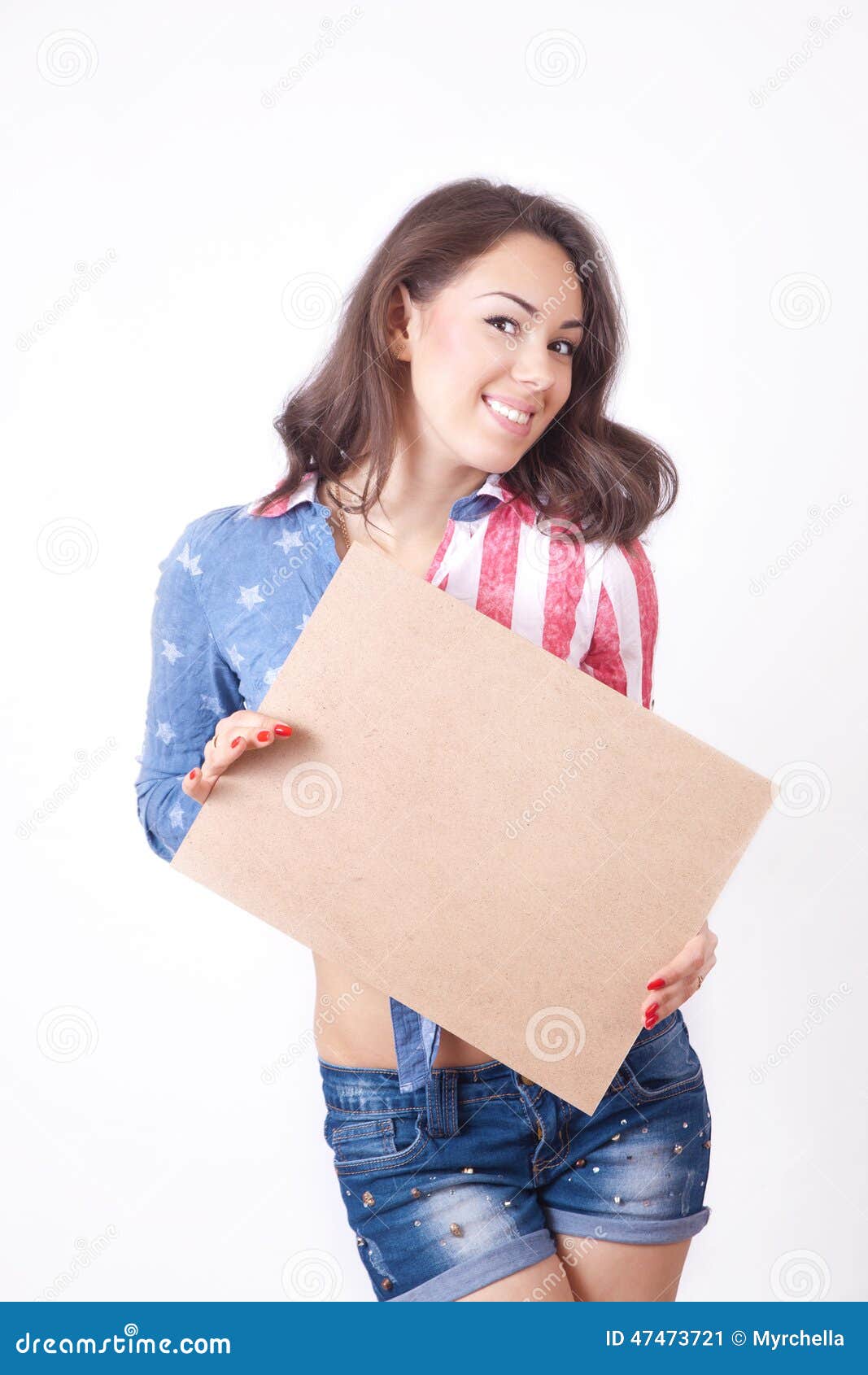 Cute Smiling Girl with a Sign in Hands Stock Image - Image of message ...