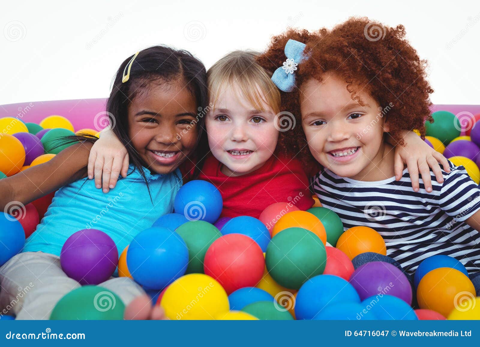 Cute Smiling Girls in Sponge Ball Pool Hugging Stock Image - Image of ...
