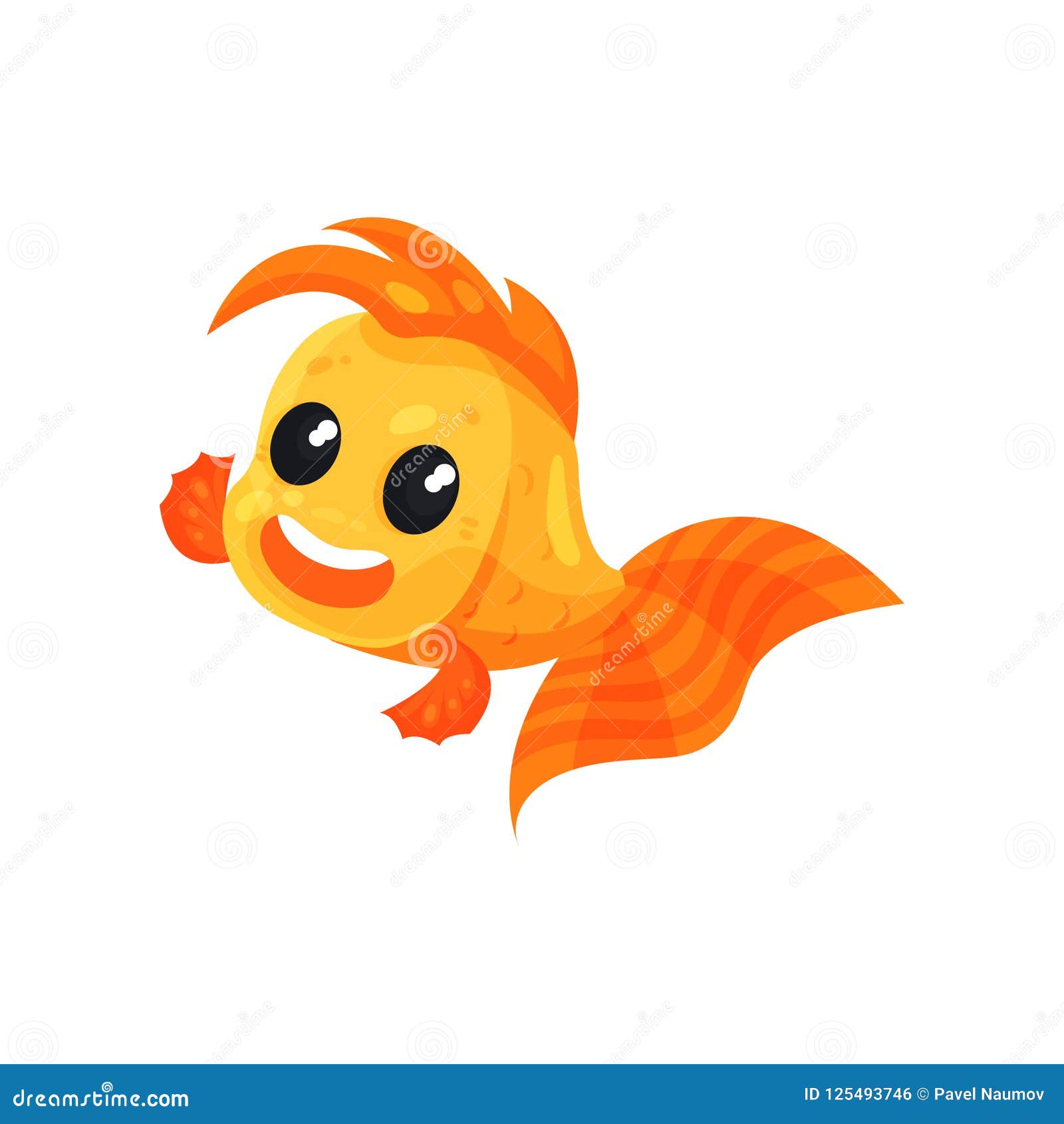 Cute Smiling Goldfish, Funny Fish Cartoon Character Vector Illustration ... Cute Smiling Goldfish, Funny Fish Cartoon Character Vector Illustration ...