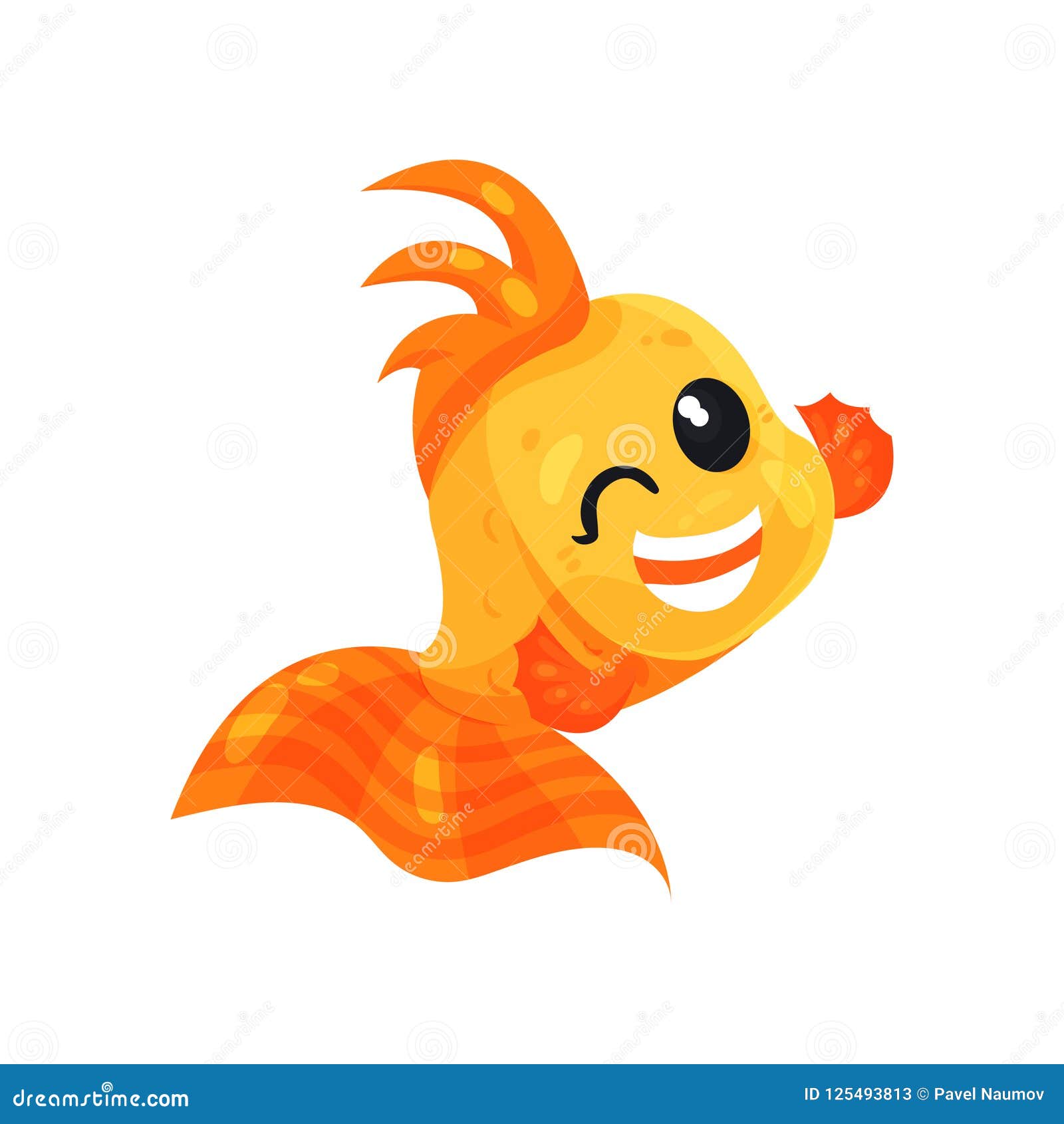 Cute Smiling Goldfish Winking, Funny Fish Cartoon Character Vector ... Cute Smiling Goldfish Winking, Funny Fish Cartoon Character Vector ...