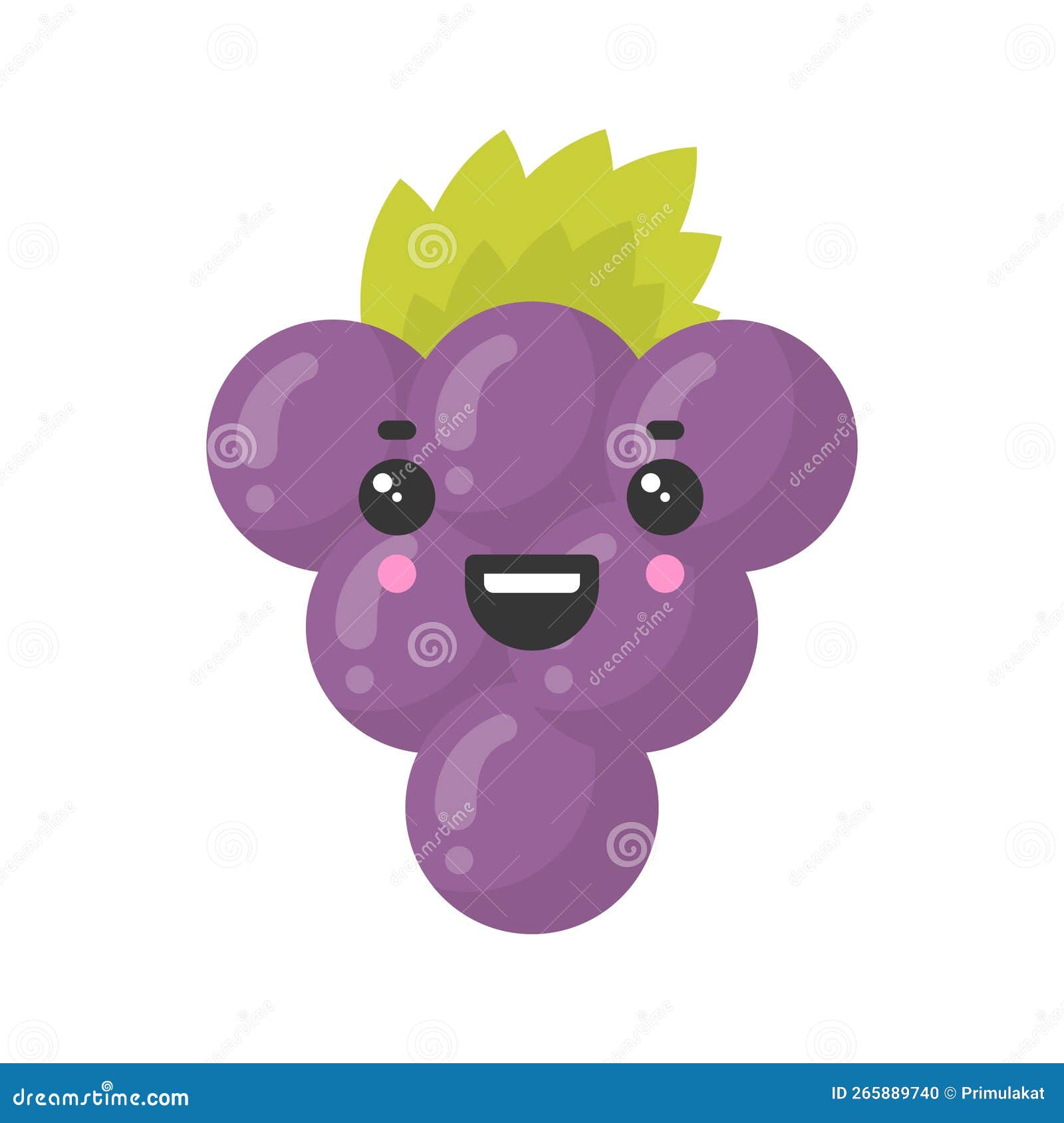 Cute Smiling Grape, Isolated Colorful Vector Fruit Icon Stock Vector ...