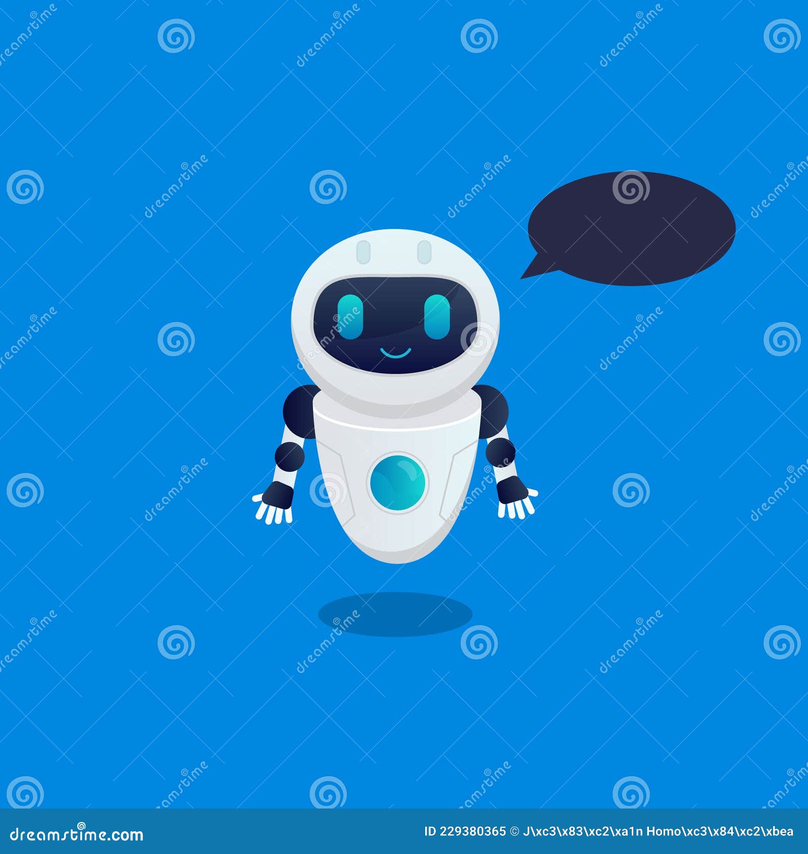 Cute Smiling Happy Bot With Speech Bubble.vector Illustration ...