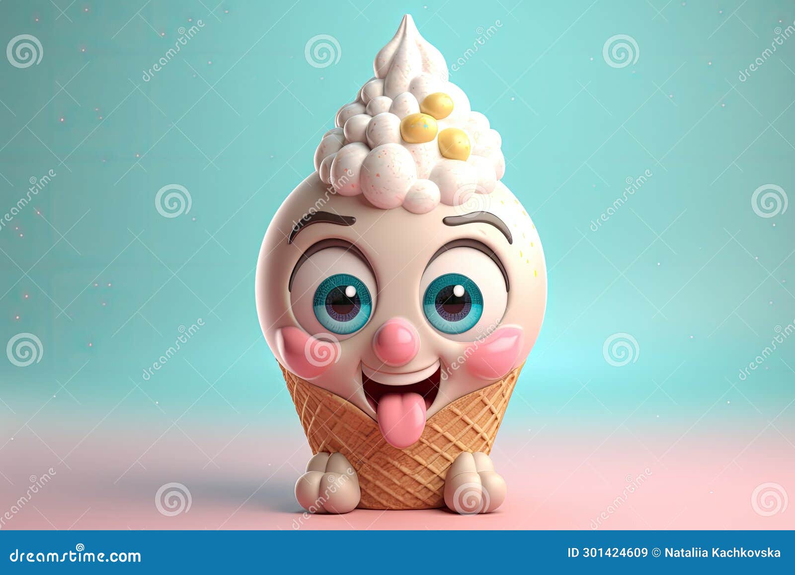 Cute smiling ice-cream stock illustration. Illustration of frozen ...