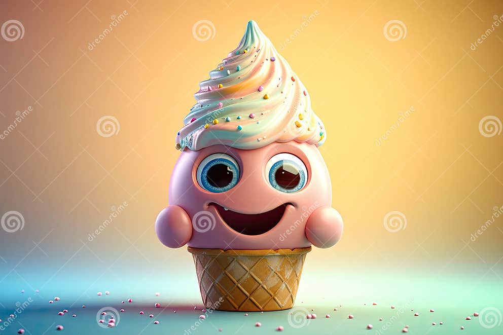 Cute smiling ice-cream stock illustration. Illustration of chocolate ...