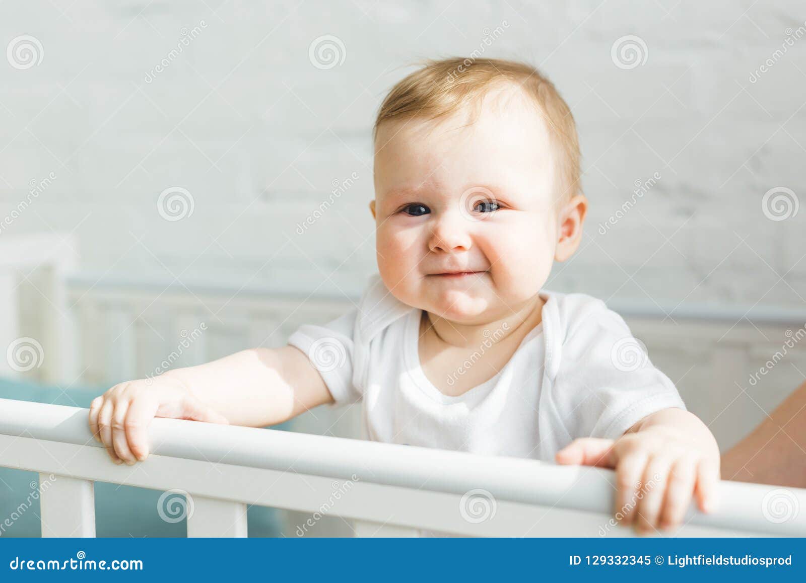 Cute Smiling Infant Standing Stock Image - Image of daytime, infant ...