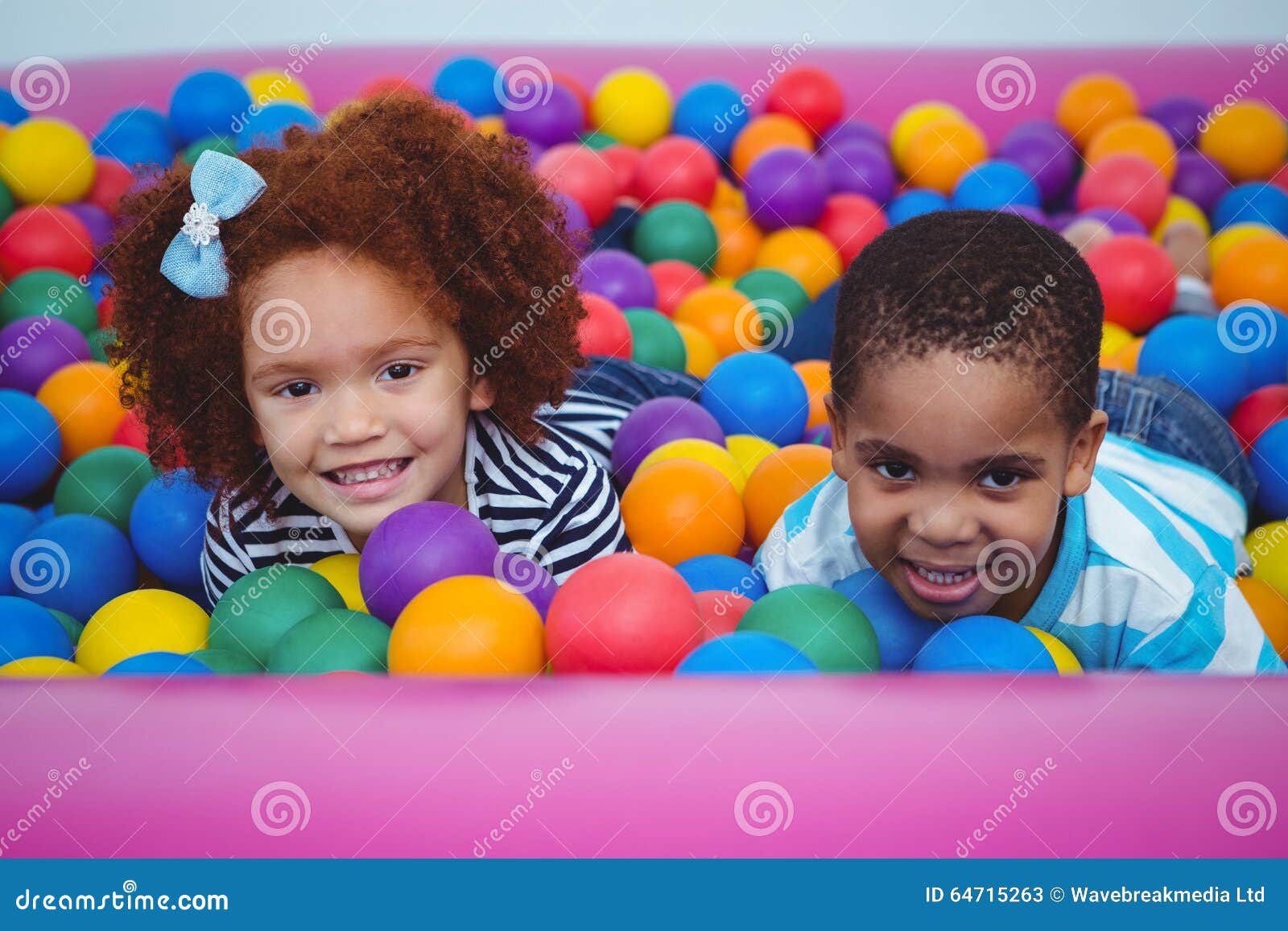 Cute Smiling Kids in Sponge Ball Pool Stock Image - Image of girl ...
