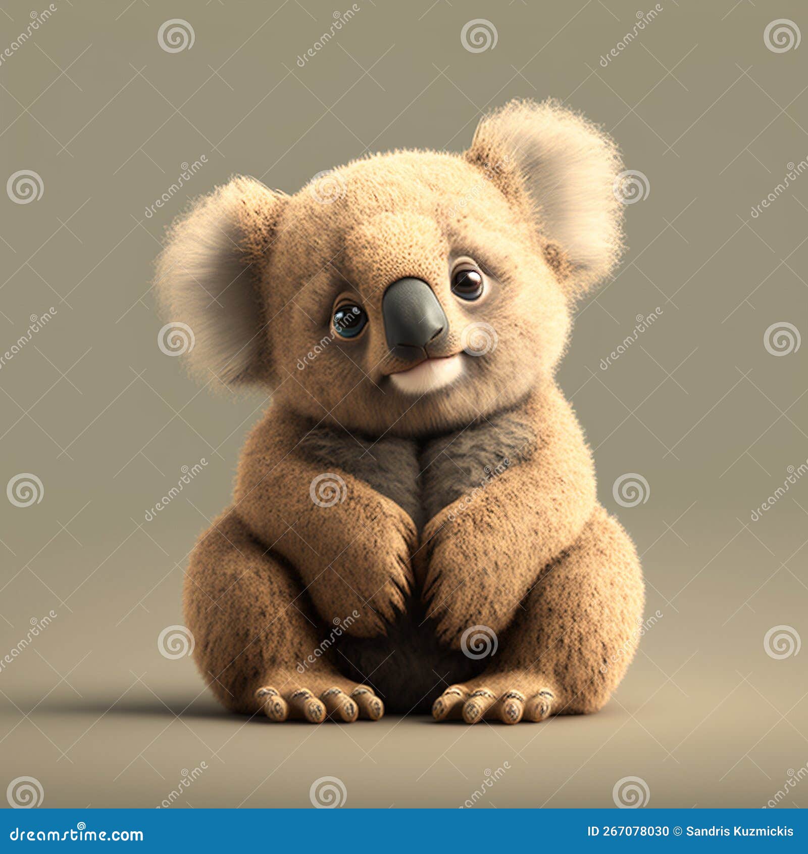 Cute Smiling Koala Cub. Generative AI Stock Illustration - Illustration ...