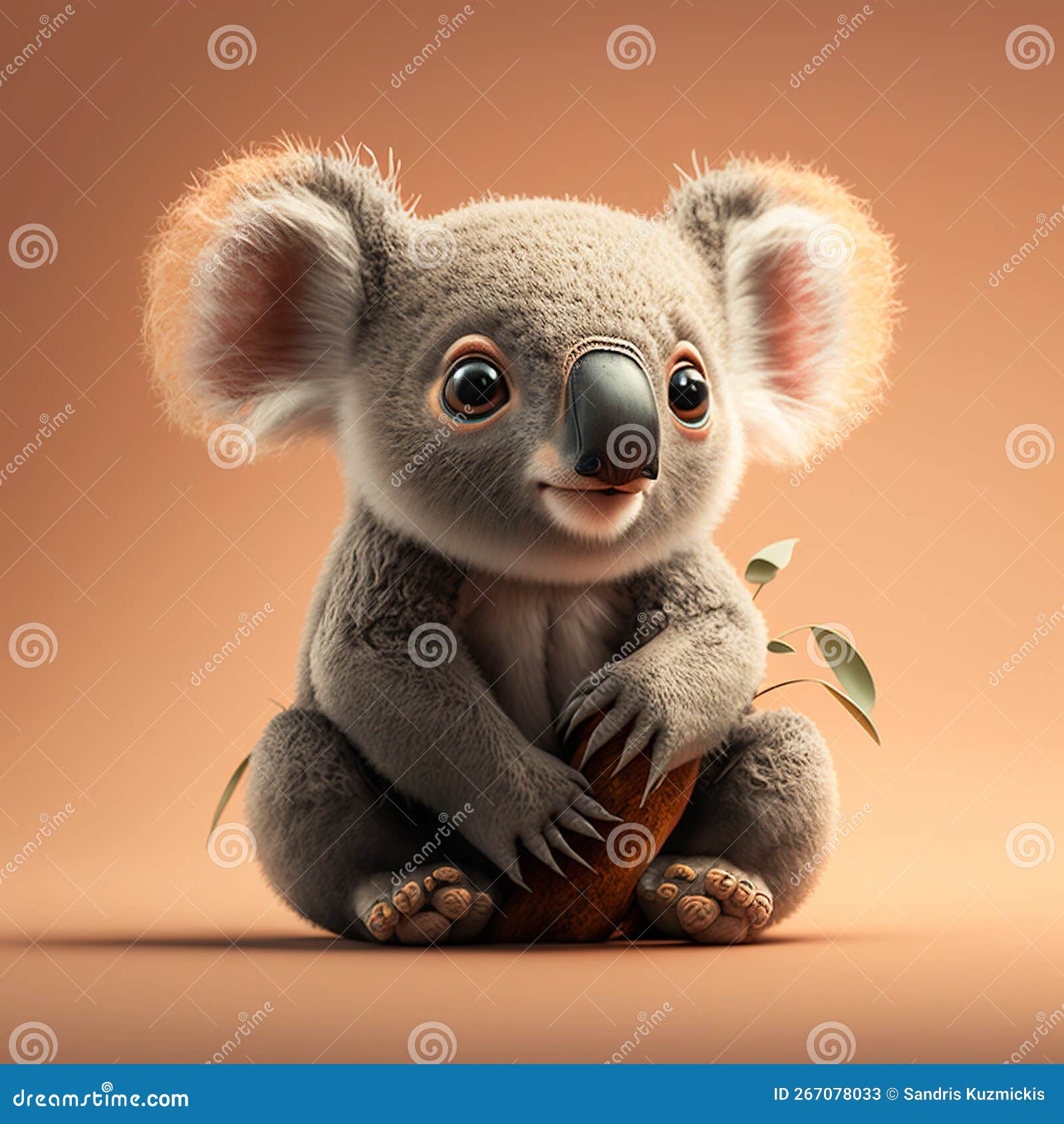 Cute Smiling Koala Cub. Generative AI Stock Illustration - Illustration ...