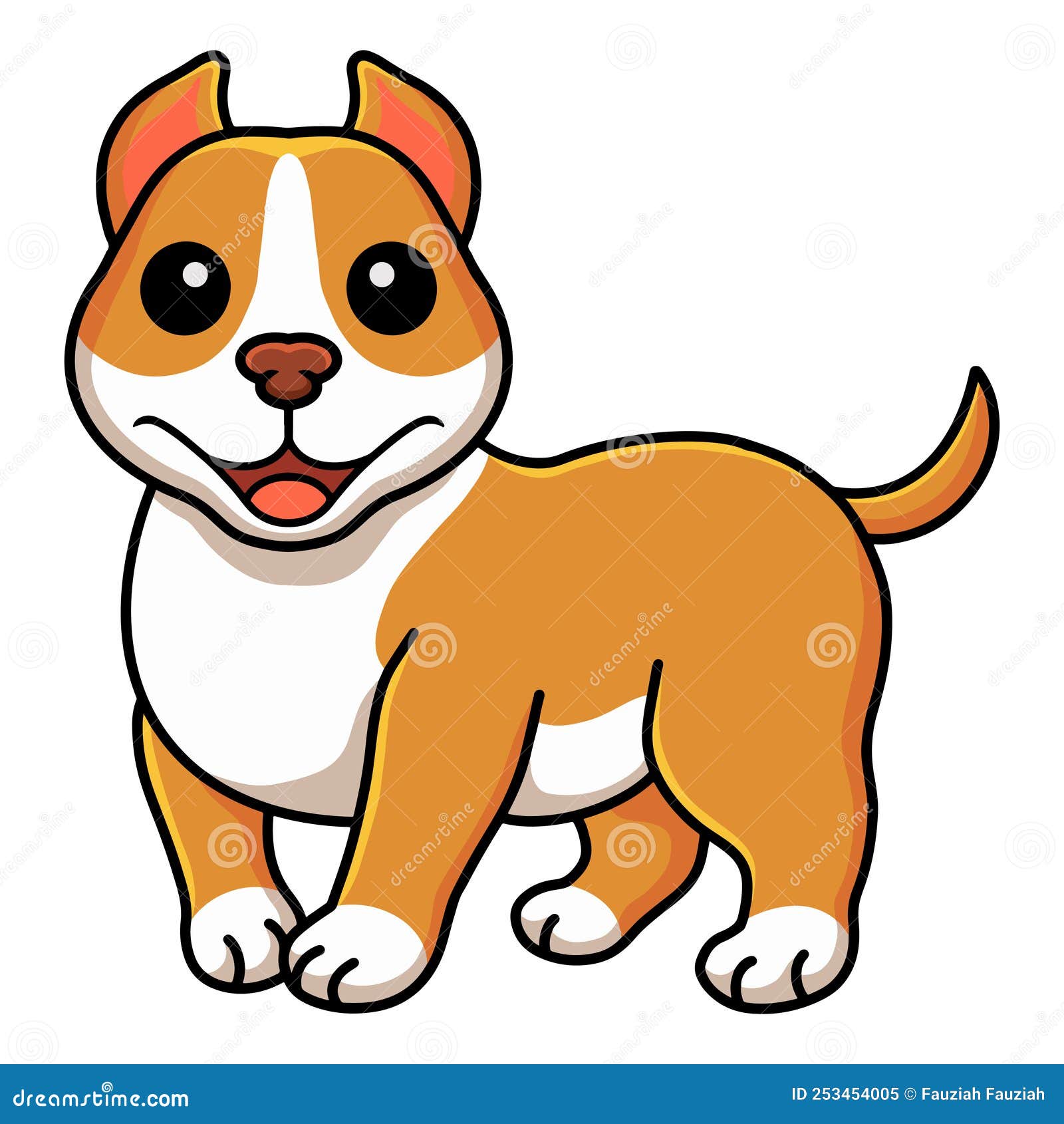 Cute Smiling Little Pitbull Cartoon | CartoonDealer.com #253454005
