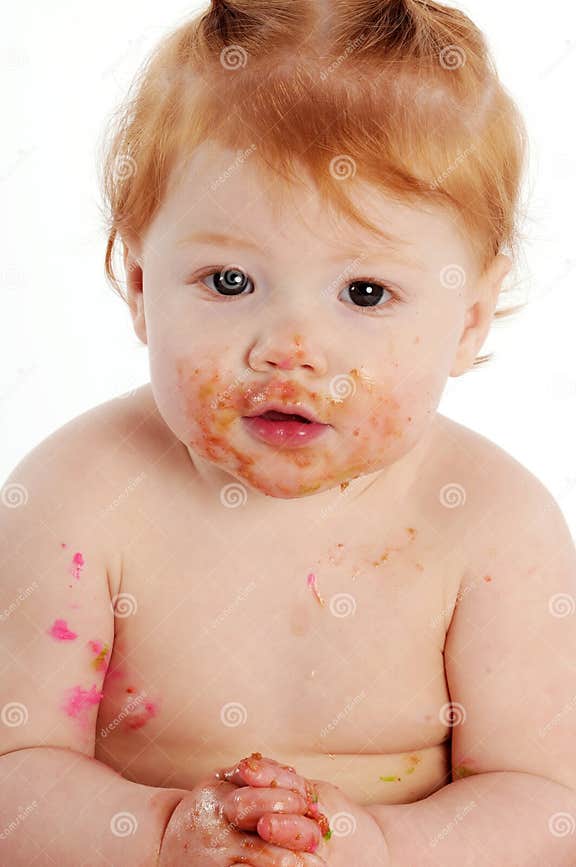 Cute smiling messy baby stock photo. Image of child, infant - 19435552