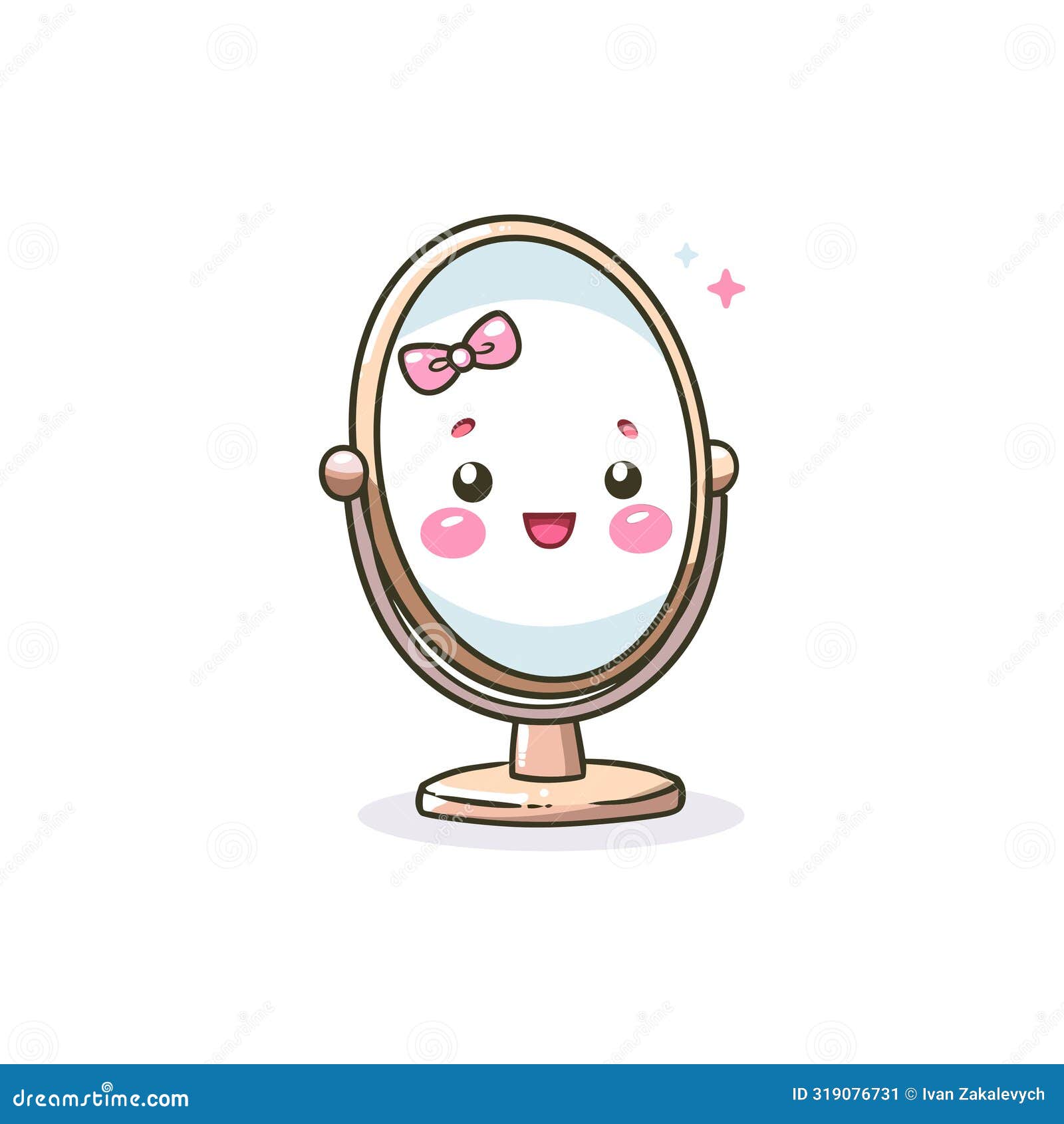 Cute Smiling Mirror with Pink Bow. Vector Illustration Design Stock ...
