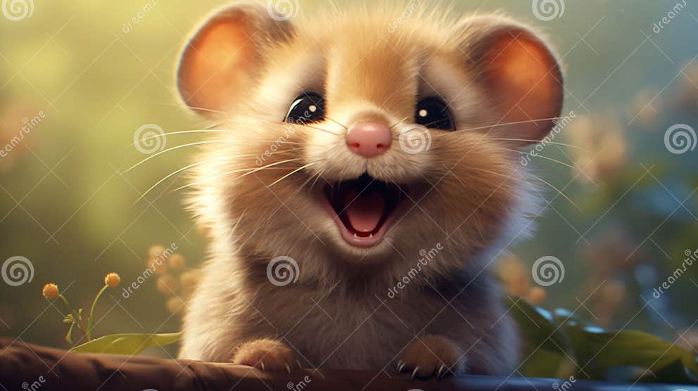 Cute Smiling Mouse among the Grass. Stock Photo - Image of outdoor ...