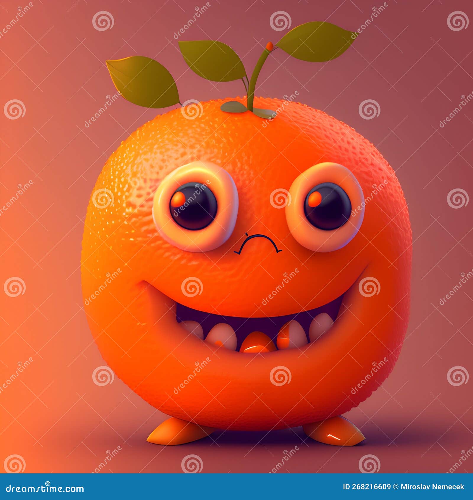 Cute Smiling Orange Character, Generative AI Illustration Stock ...