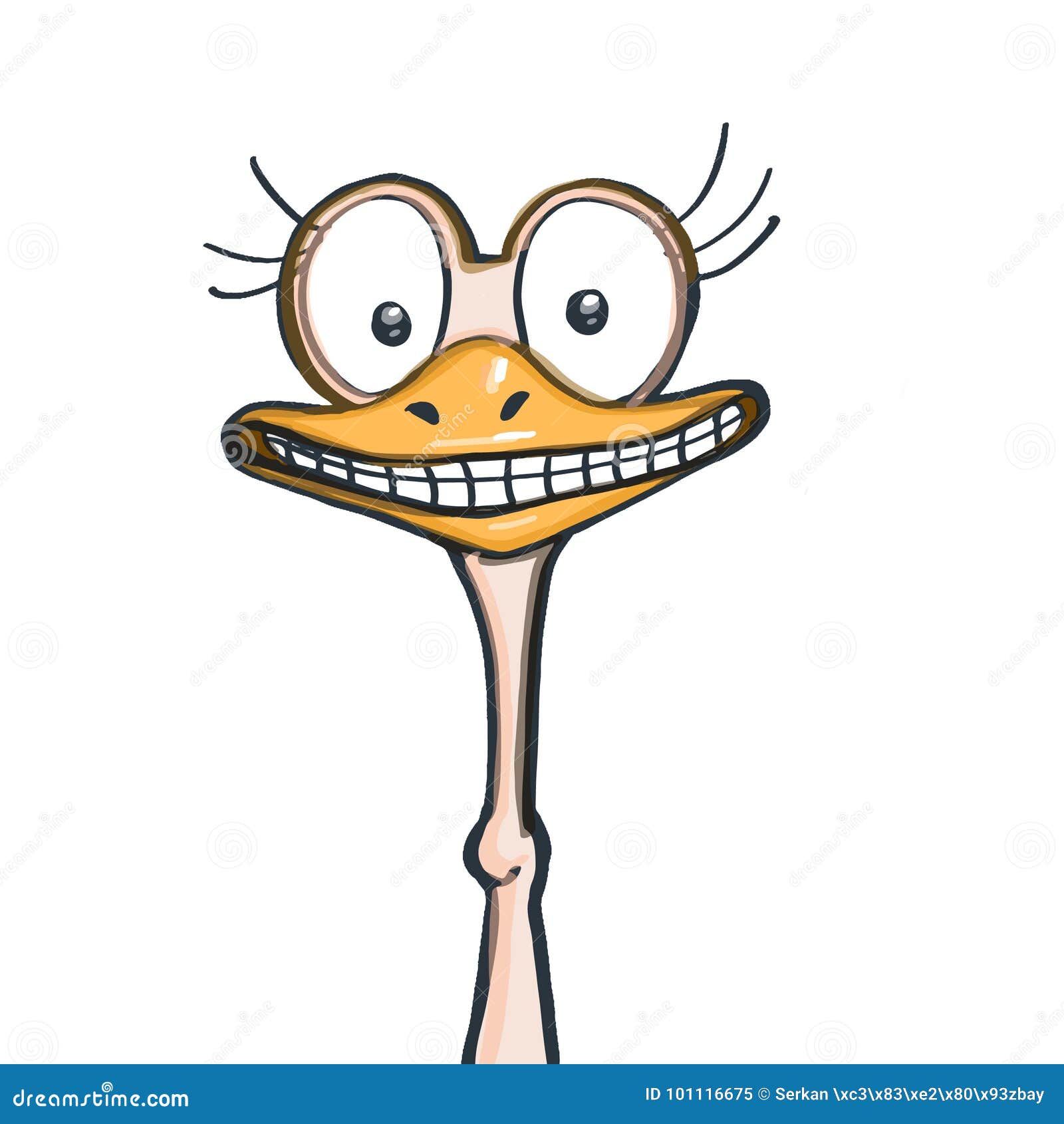 Cute smiling ostrich stock vector. Illustration of cartoon - 101116675