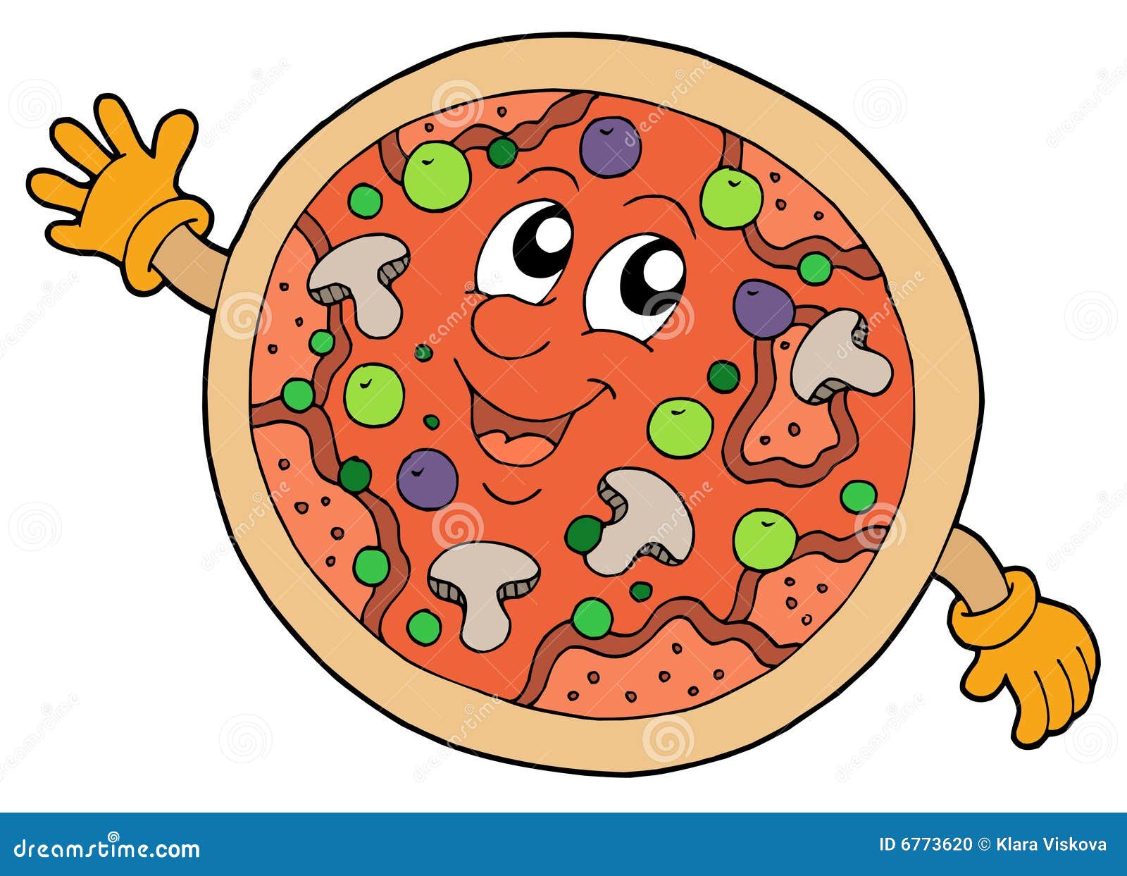 Cute smiling pizza stock vector. Illustration of pastry - 6773620