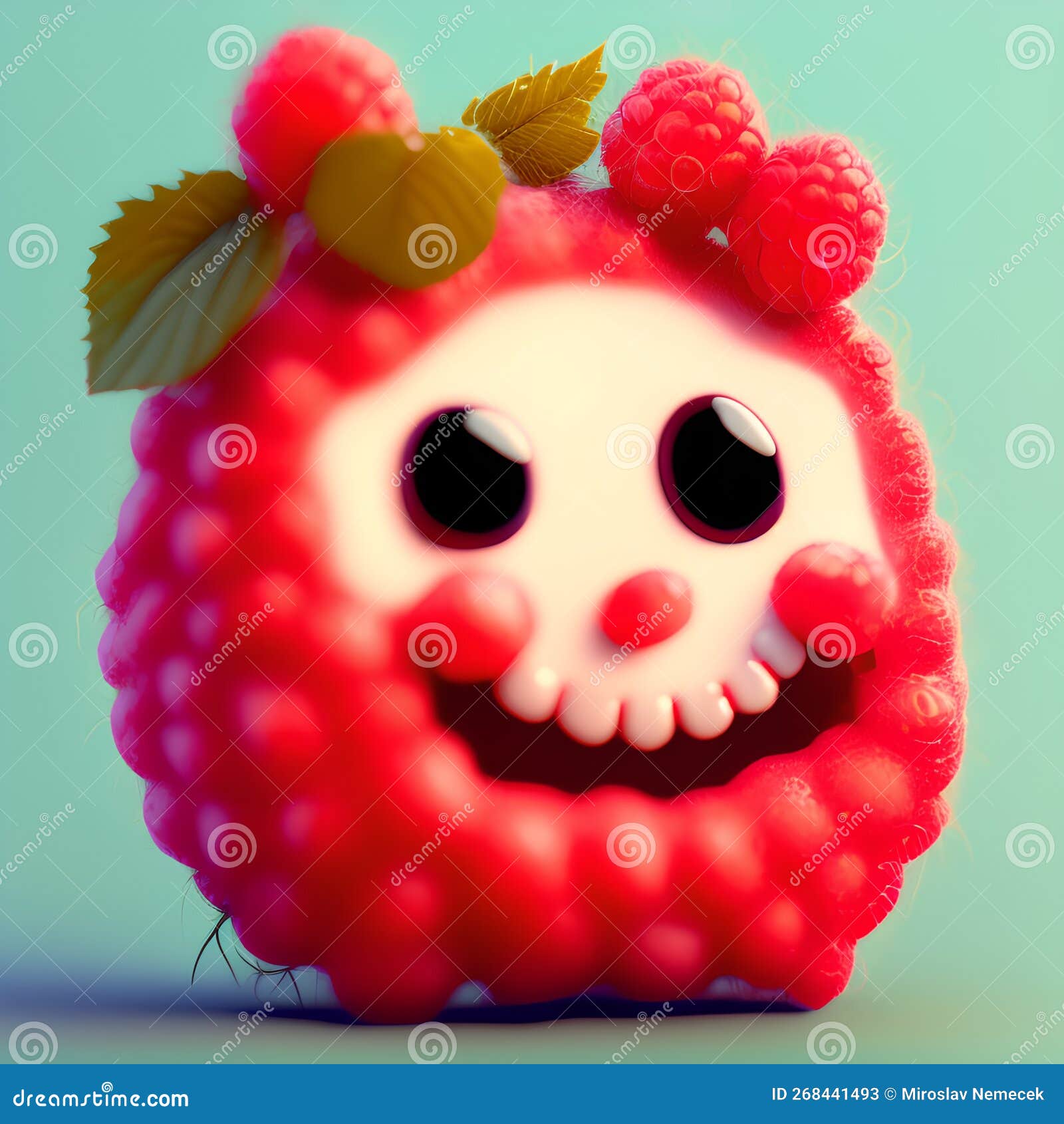Cute Smiling Raspberry Character, Generative AI Illustration Stock ...