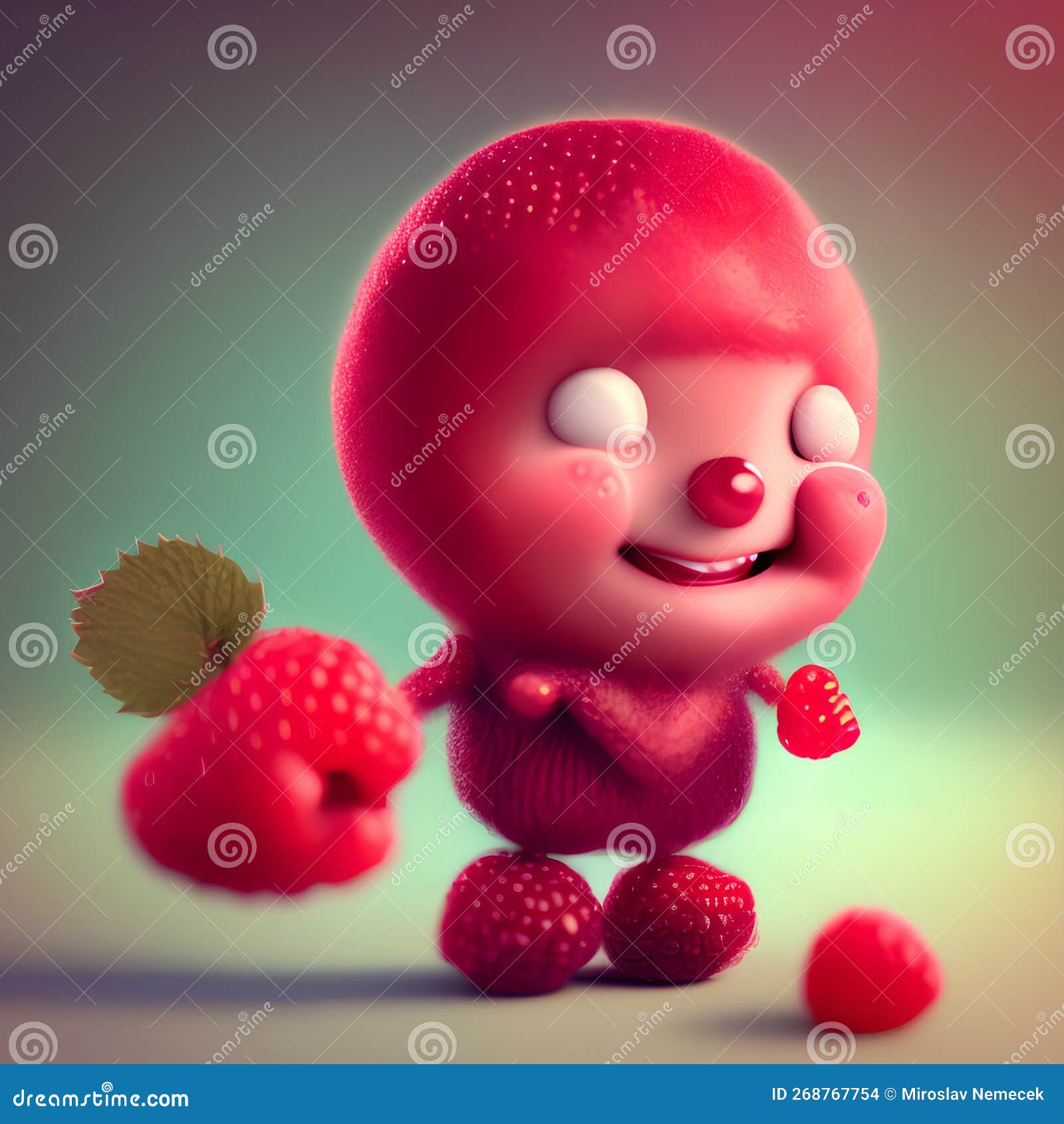Cute Smiling Raspberry Character, Generative AI Illustration Stock ...