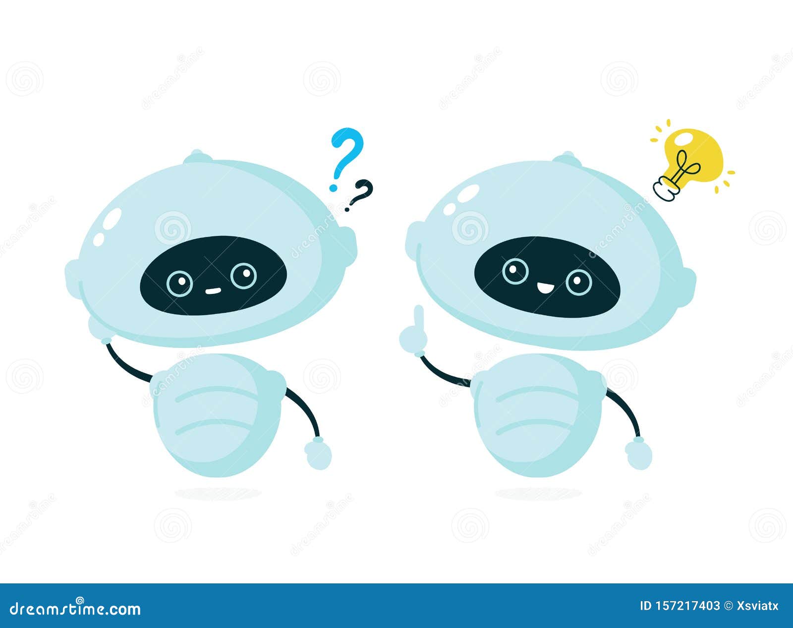 Cute Smiling Robot, Bot with Question Mark Stock Vector - Illustration ...