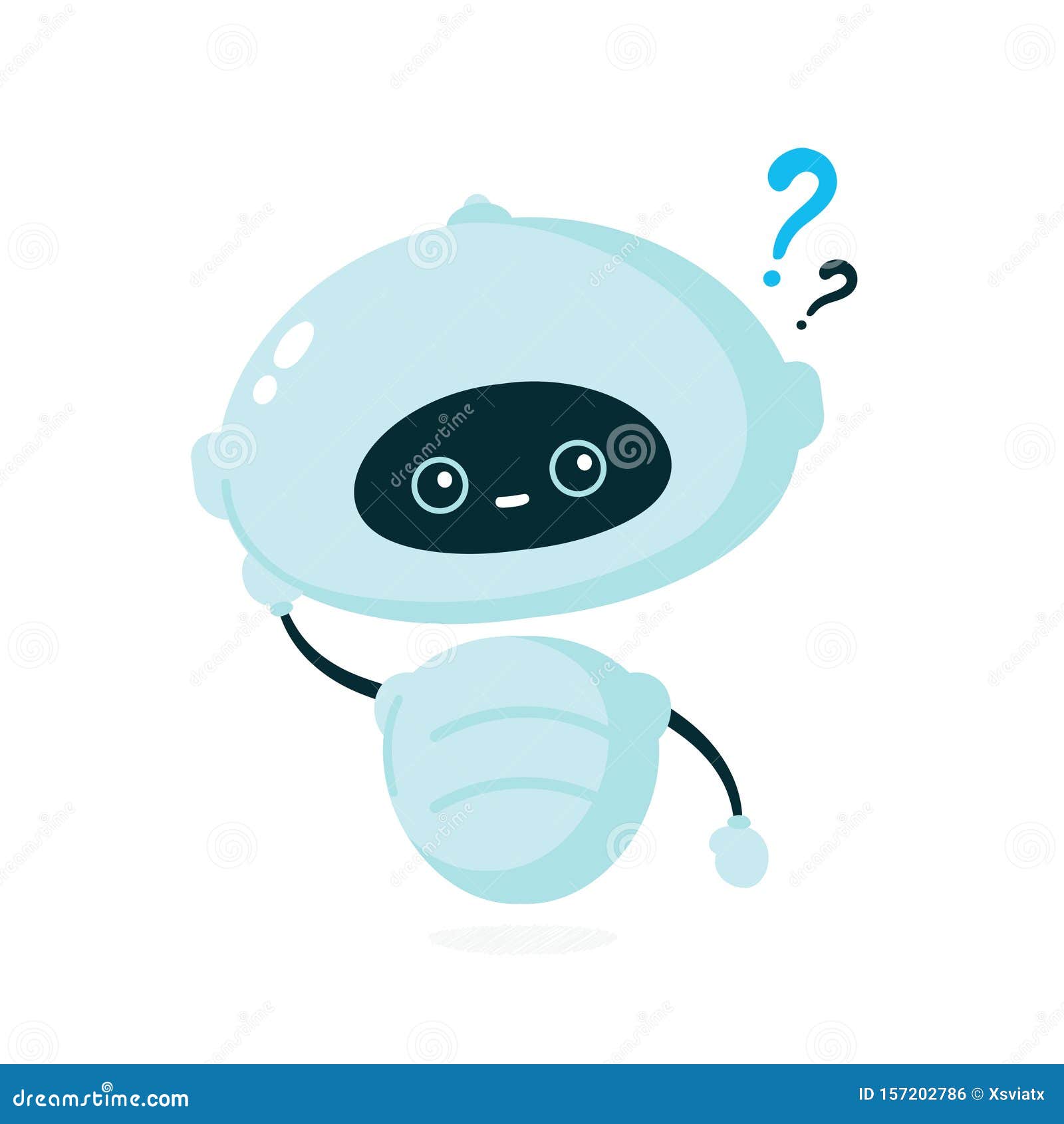 Cute Smiling Robot, Bot with Question Mark Stock Vector - Illustration ...