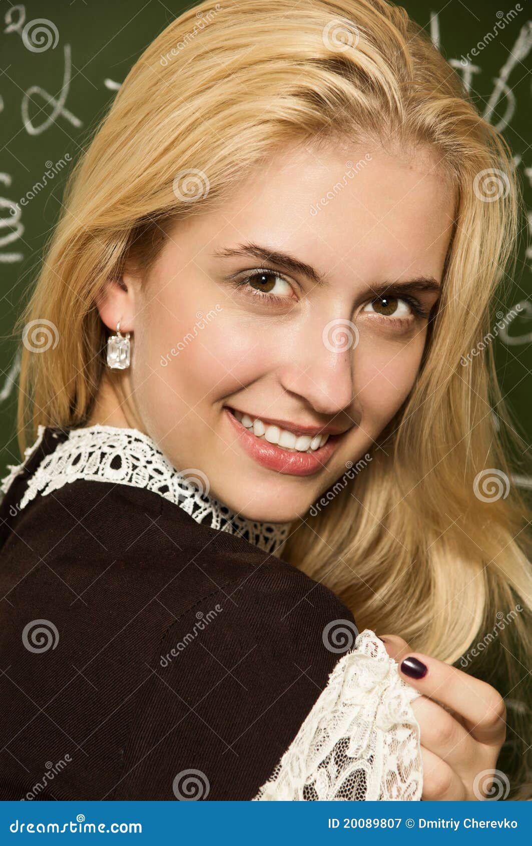 Cute Smiling School Girl in a Classroom Stock Image - Image of desk ...