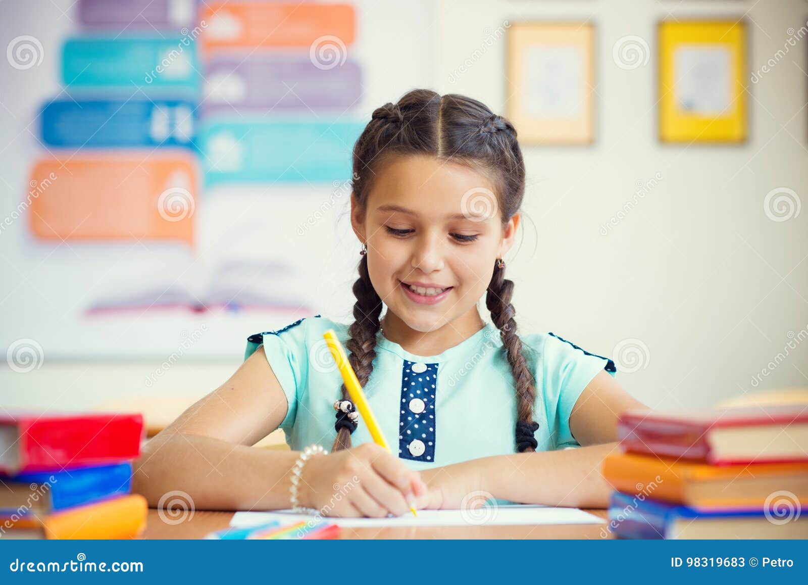 Smiling Schoolgirl. Celebrate Knowledge Day. September Time To Study ...