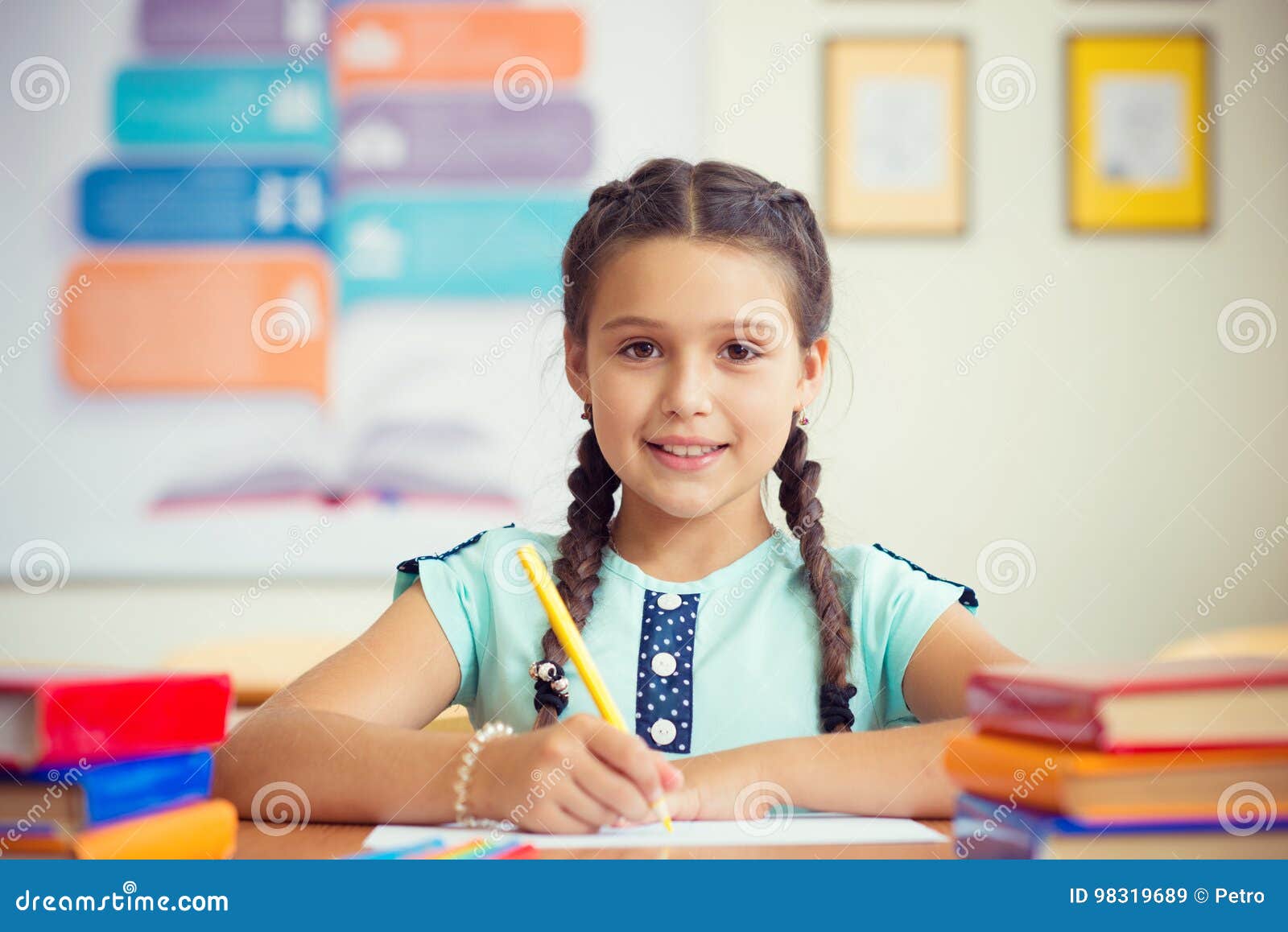 Smiling Schoolgirl. Celebrate Knowledge Day. September Time To Study ...