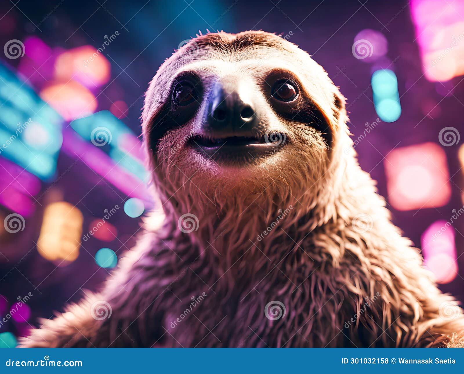 Cute Smiling Sloth on the Background Stock Illustration - Illustration ...