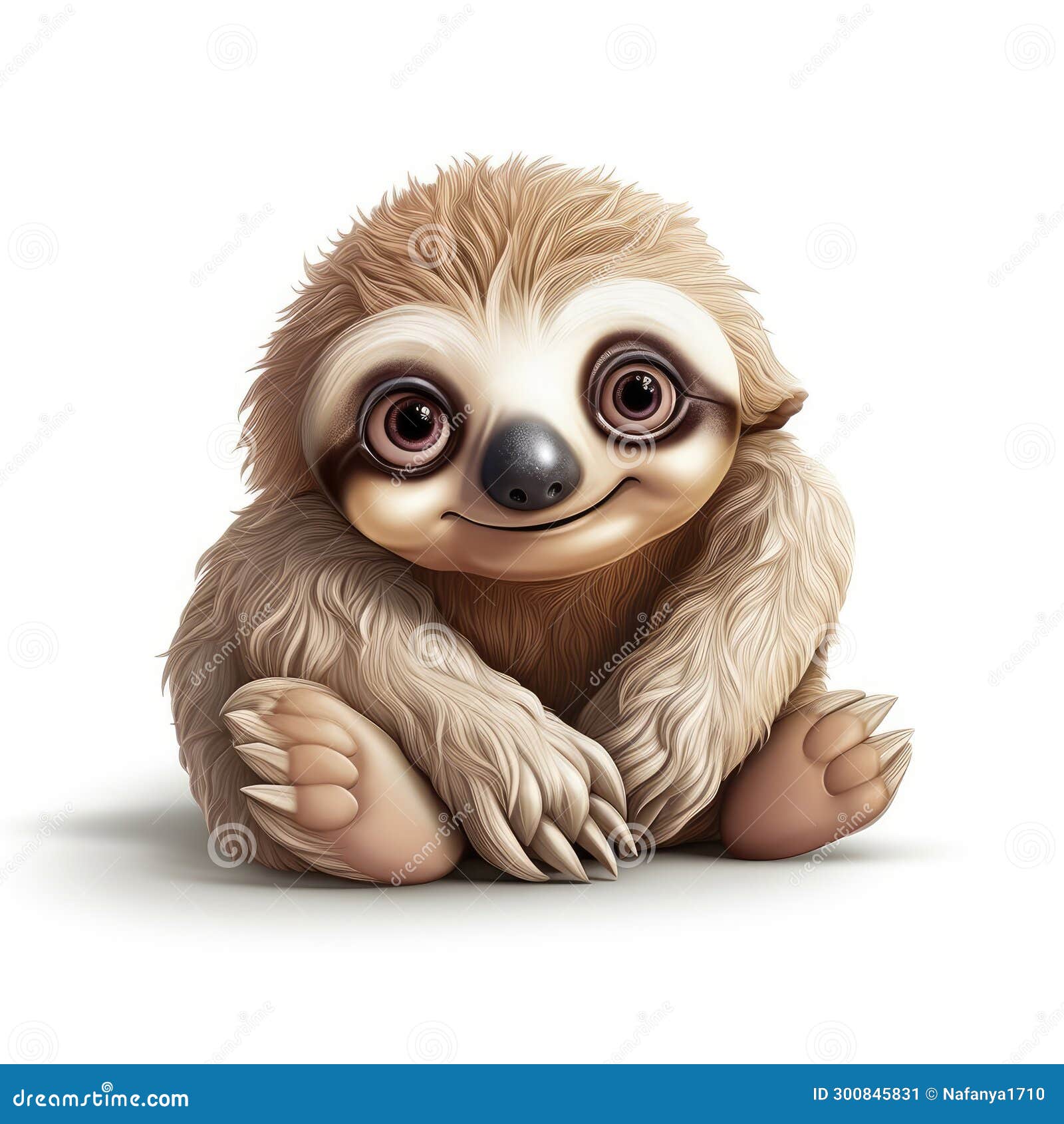 Cute Smiling Sloth on White Background Stock Illustration ...