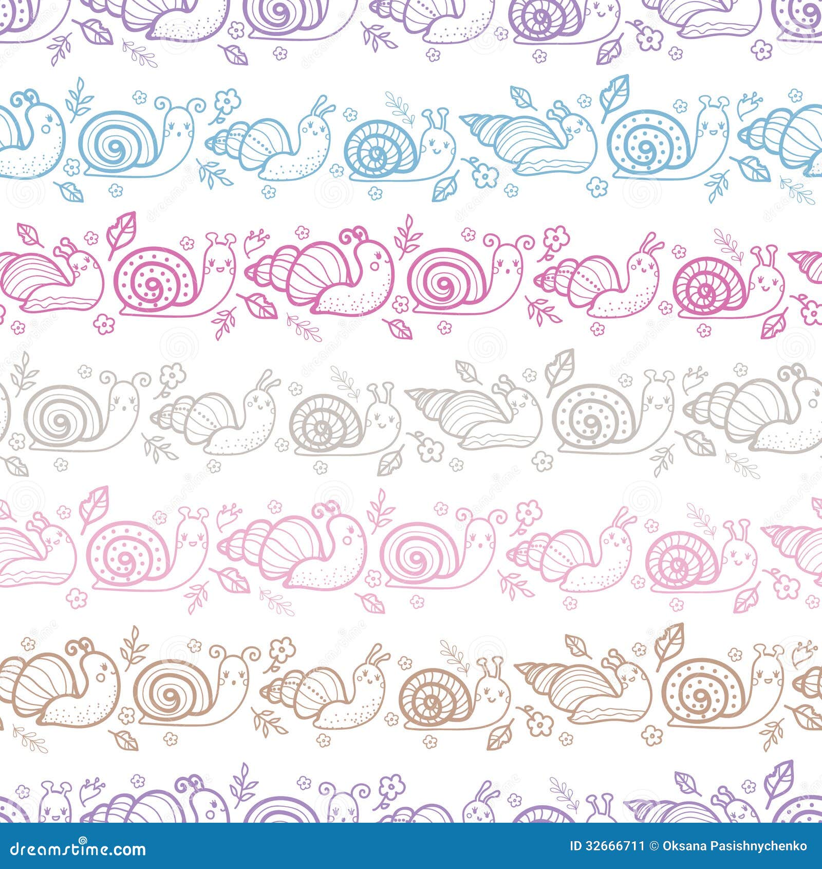 Cute Smiling Snails Stripes Seamless Pattern Stock Vector ...
