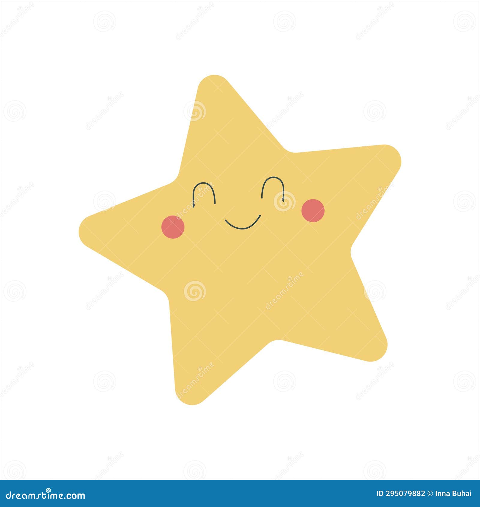 Cute Smiling Star in Flat Design. Positive Illustration of Sleeping ...