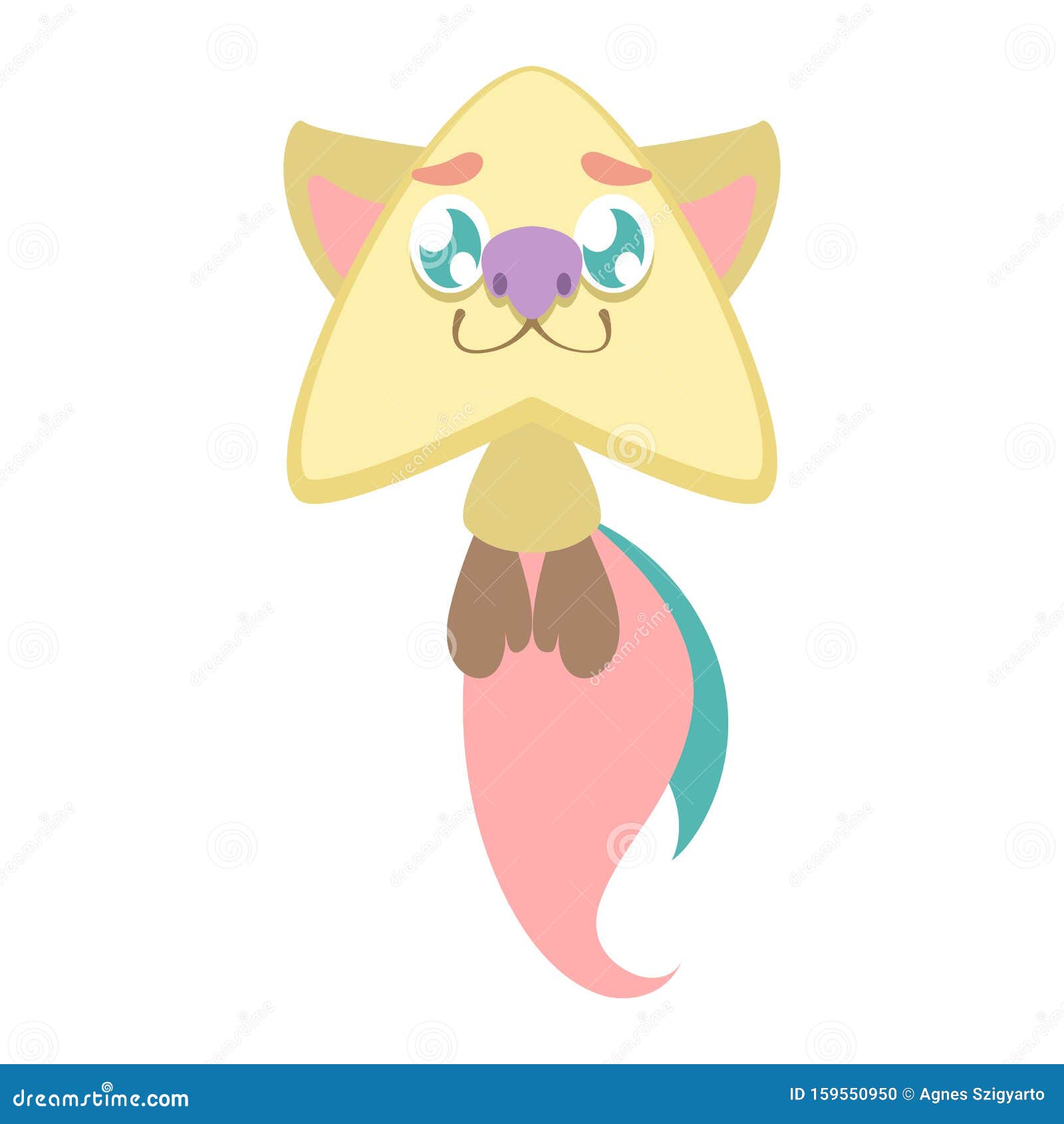 Cute Smiling Star Monster With Bushy Tails Vector Illustration ...