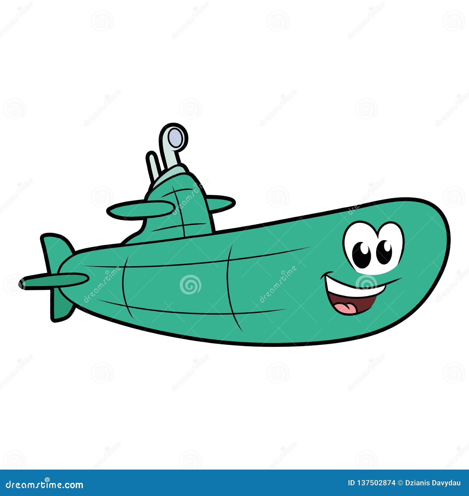 Cute smiling submarine stock vector. Illustration of funny - 137502874