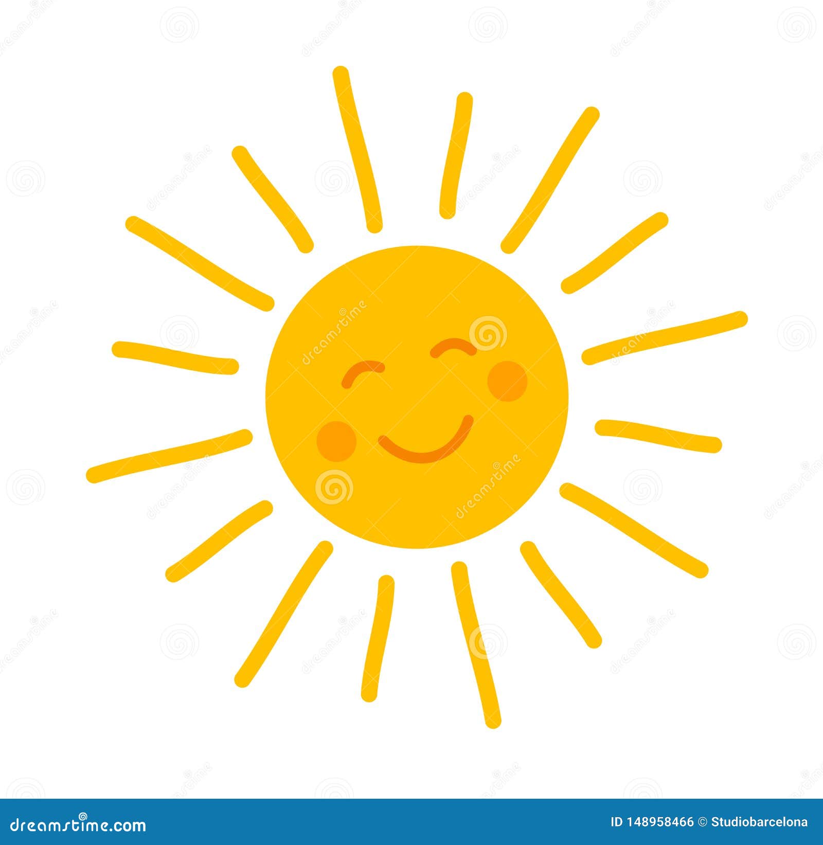 Cute smiling sun icon stock vector. Illustration of summer - 148958466