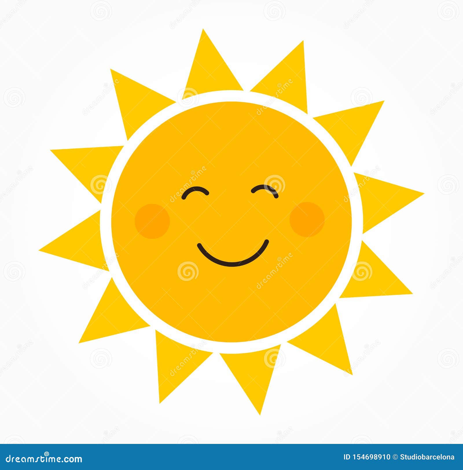 Cute smiling sun icon stock vector. Illustration of white - 154698910