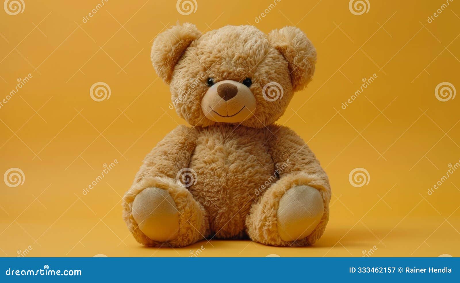 Cute Smiling Teddy Bear Isolated on Yellow Background Stock Image ...