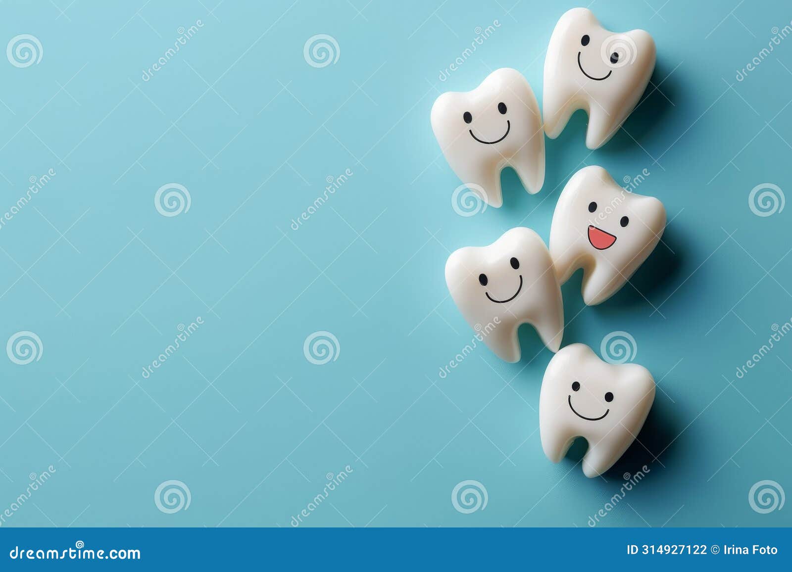 Cute Smiling Teeth on Blue Background Stock Illustration - Illustration ...