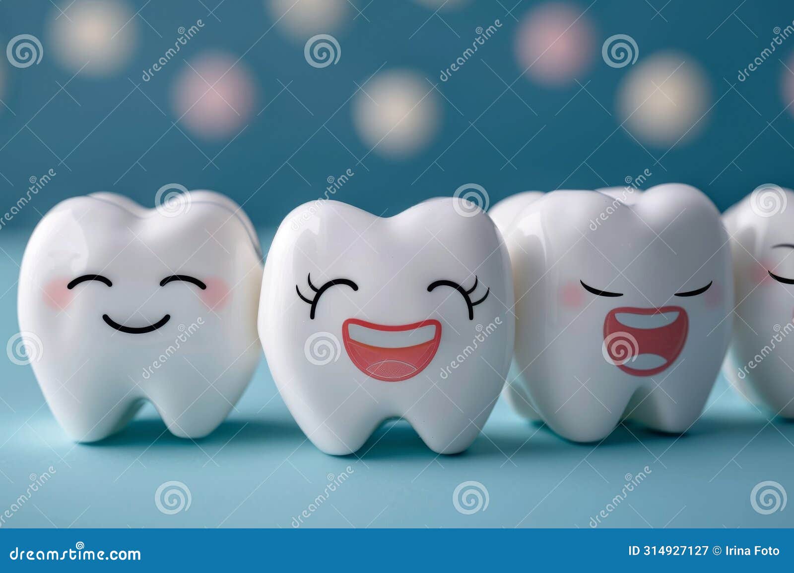 Cute Smiling Teeth on Blue Background Stock Image - Image of dentist ...