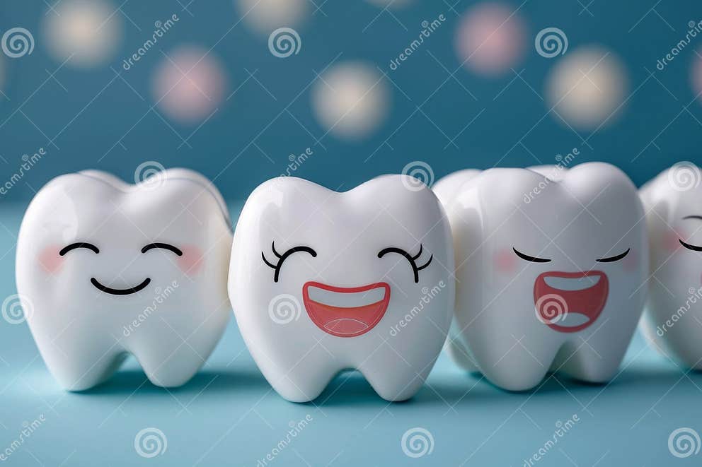 Cute Smiling Teeth on Blue Background Stock Image - Image of dentist ...