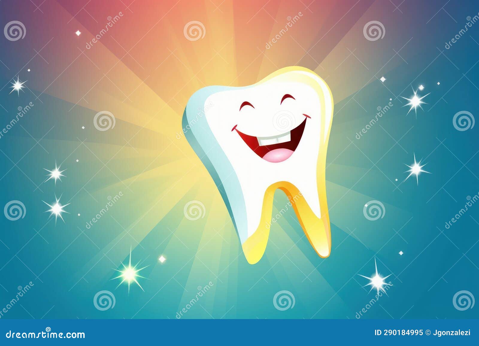 Cute smiling tooth cartoon stock illustration. Illustration of vector ...